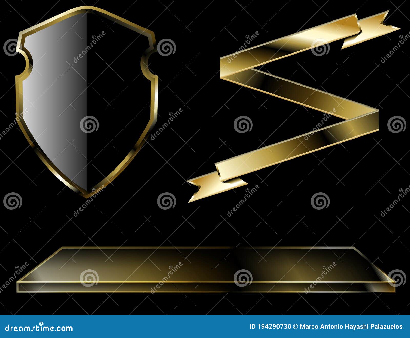 Luxury Black Gold Shield Illustration Set Collection Stock Illustration ...