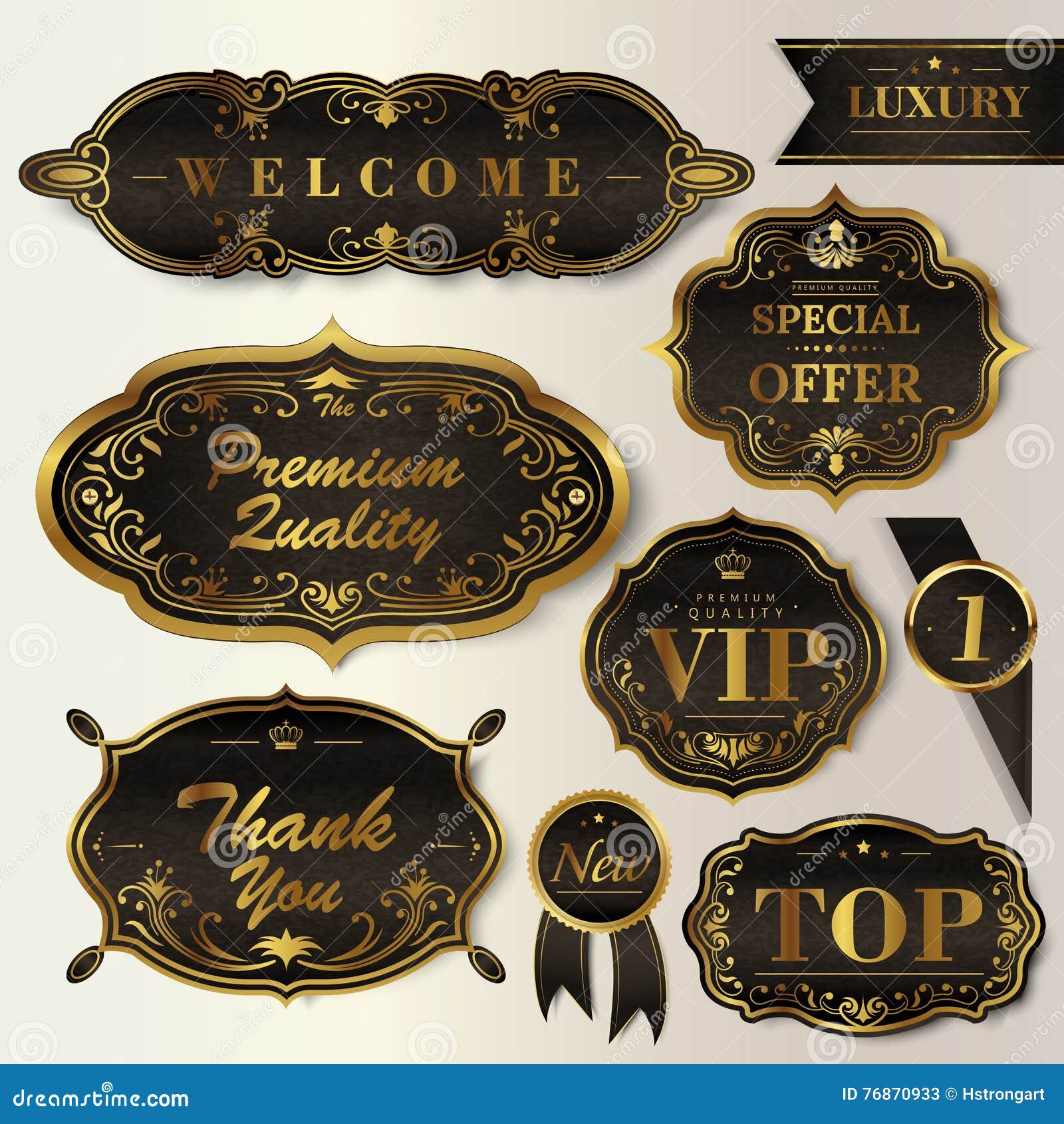 Luxury black labels set stock illustration. Illustration of golden ...
