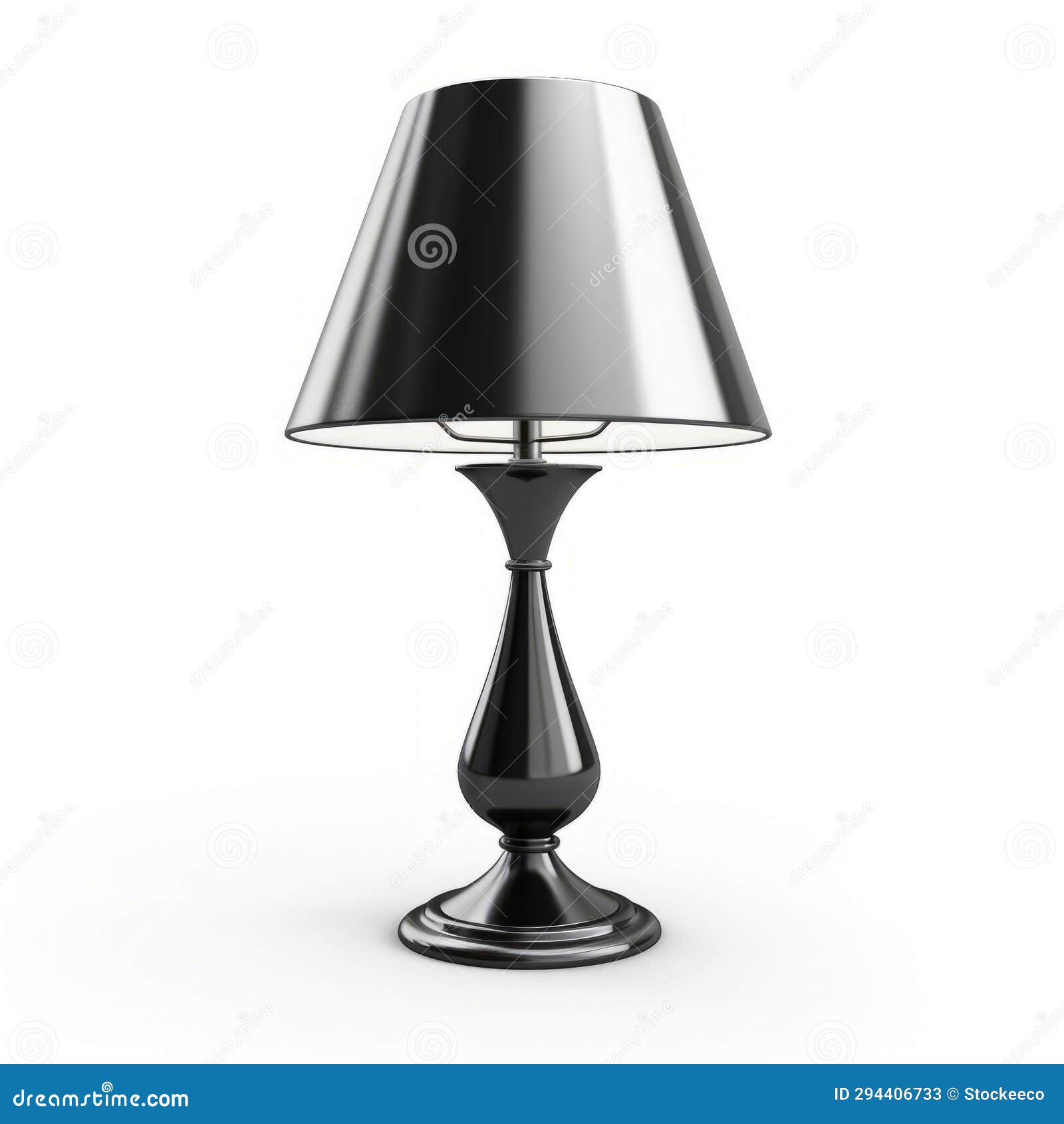Luxury Black Lamp: Luminous 3d Object with Chrome Reflections Stock ...