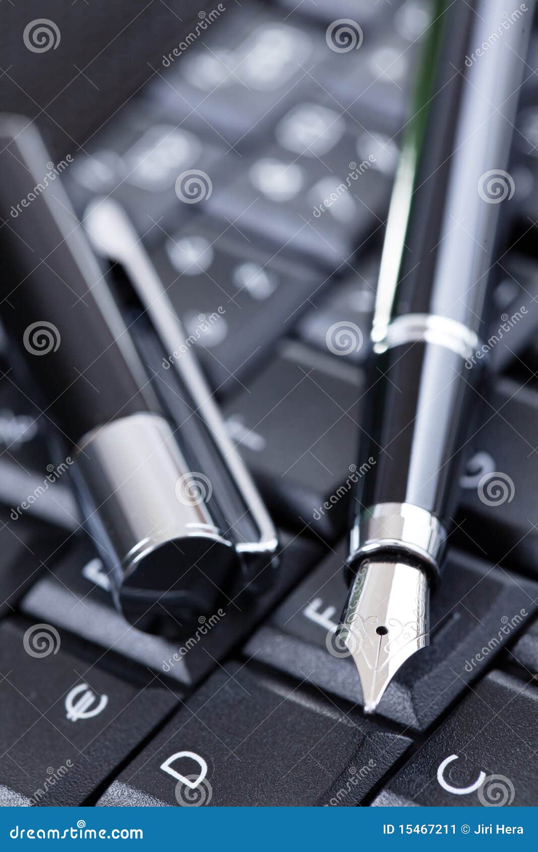 Luxury Black Pen on Computer Keyboard Stock Image - Image of notebook ...