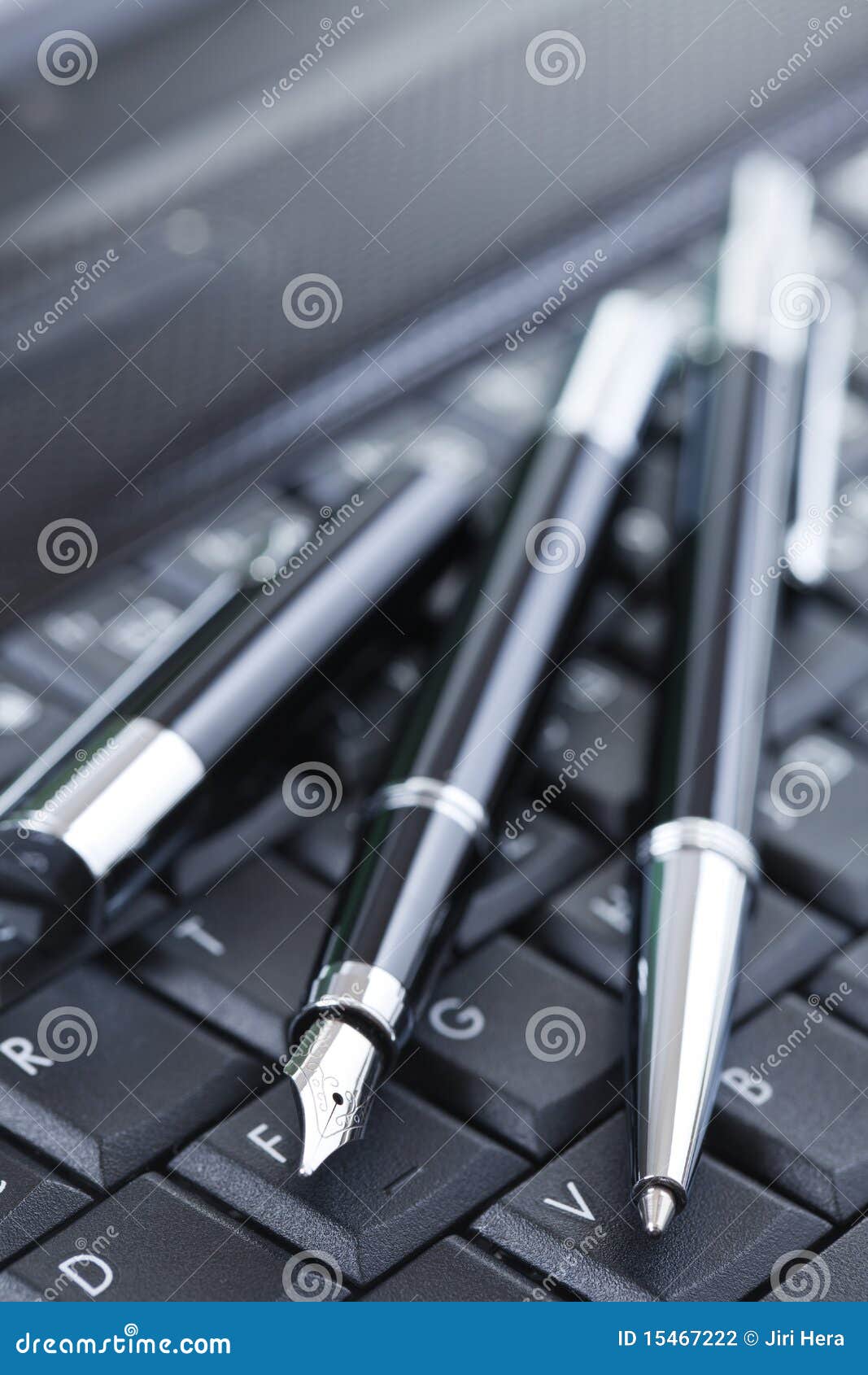 Luxury Black Pen on Computer Keyboard Stock Photo - Image of ...