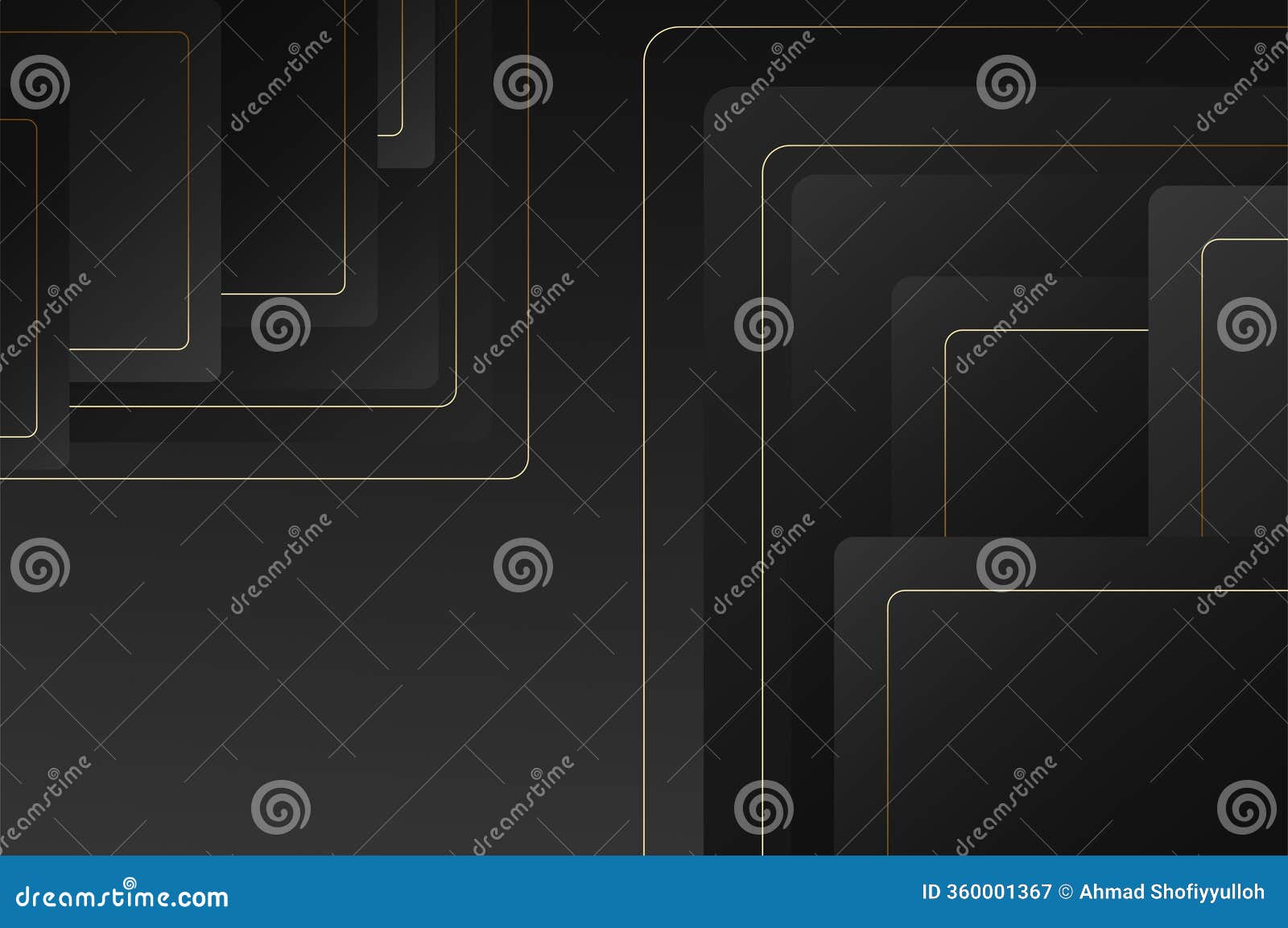 Luxury Black Rounded Rectangle Shape Background With Gold Line. Cartoon Vector | CartoonDealer ...
