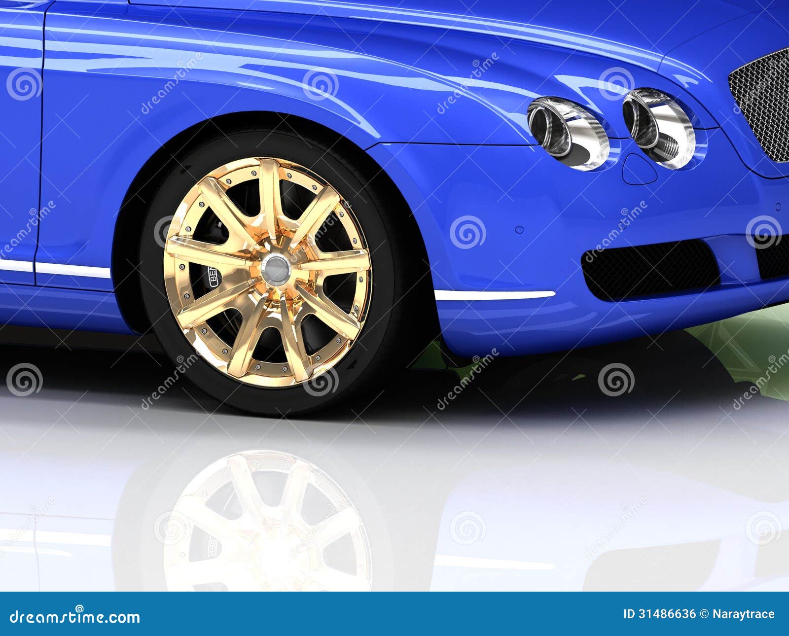 Luxury Blue Car with Gold Wheels Stock Illustration - Illustration of ...