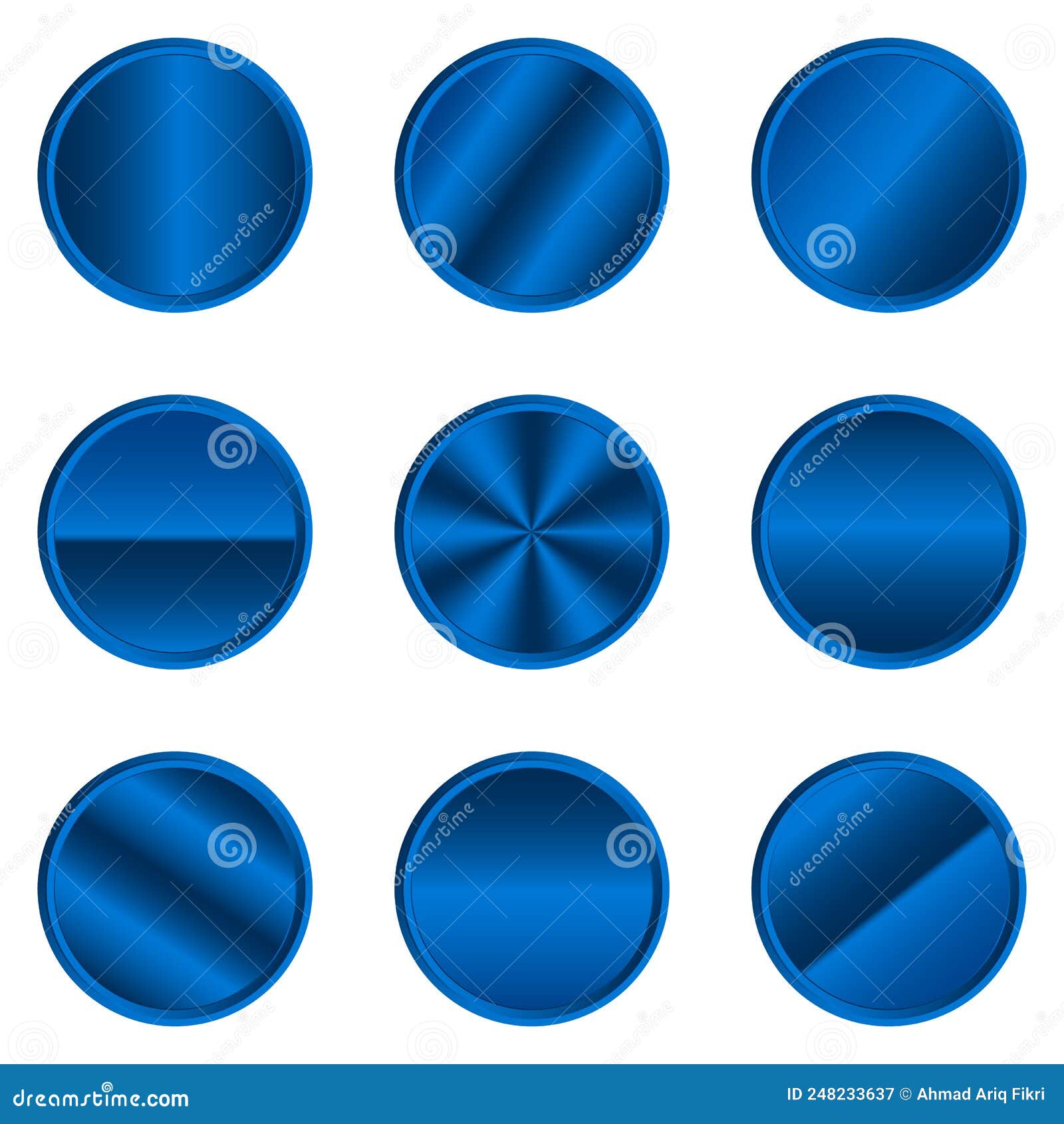 Luxury Blue Metal Circle Button. Blue Metal Circle. Realistic Metal ...