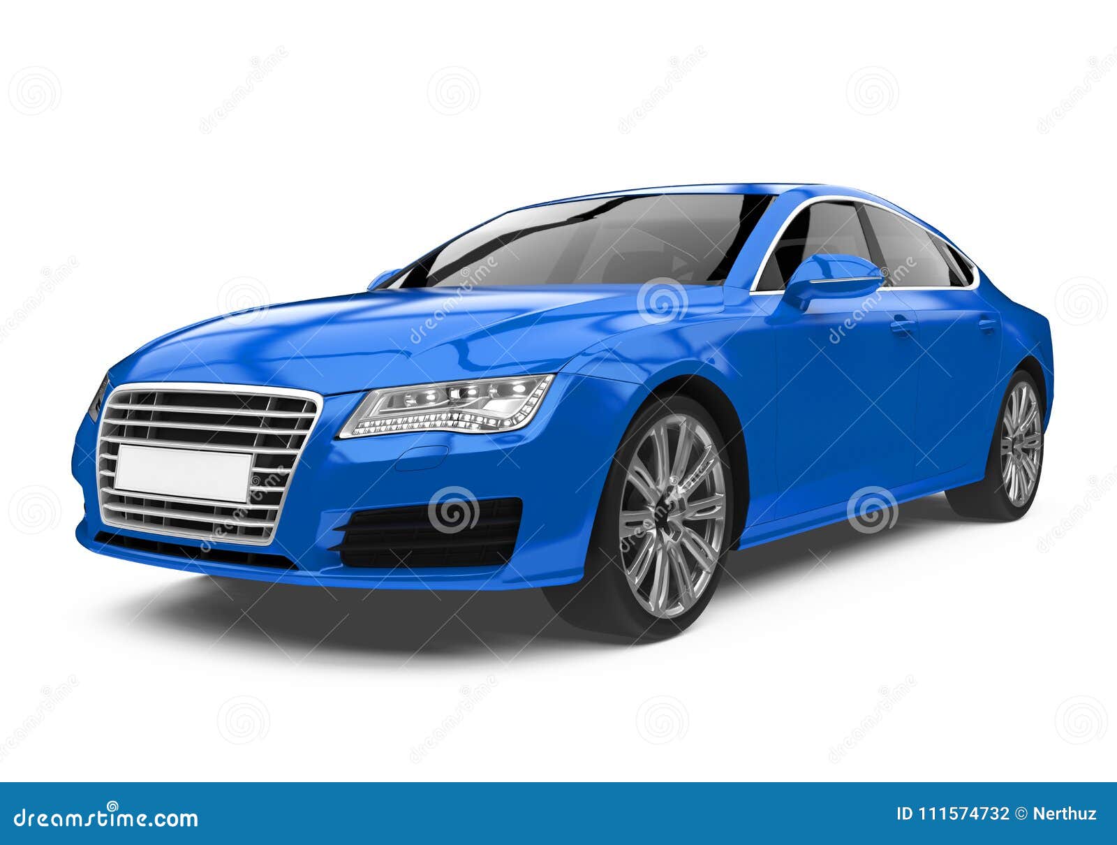 Luxury Blue Sedan Car Isolated Stock Photo - Image of metal, shiny ...