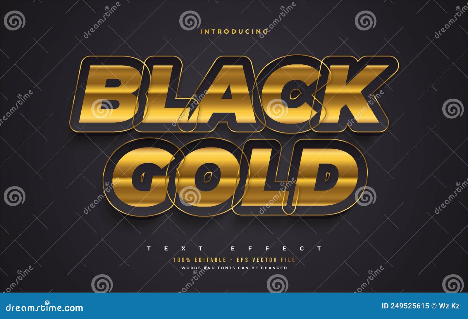 Luxury Bold Black and Gold Text Style with Embossed Effect. Editable ...