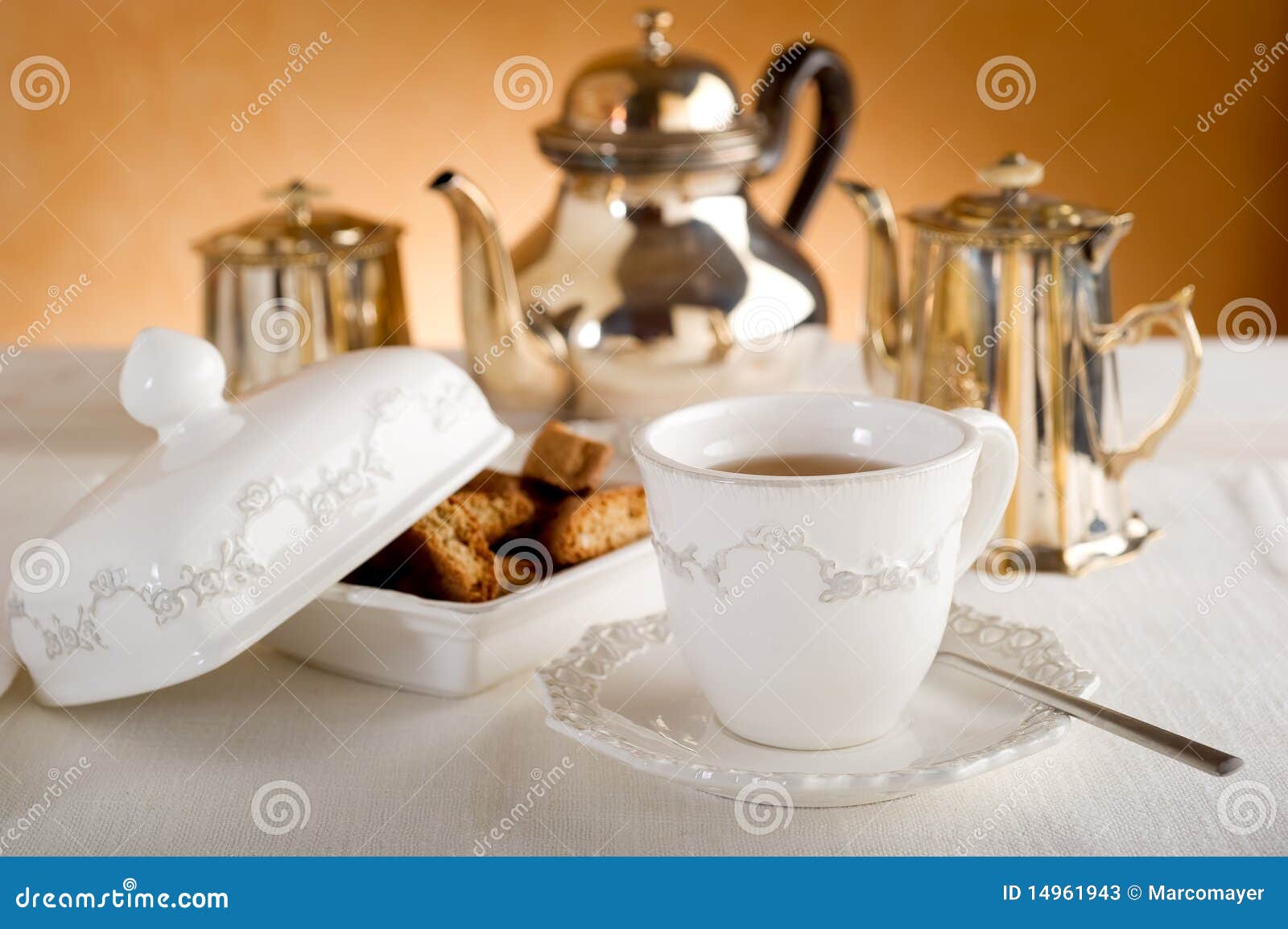 Luxury breakfast with tea stock image. Image of food - 14961943