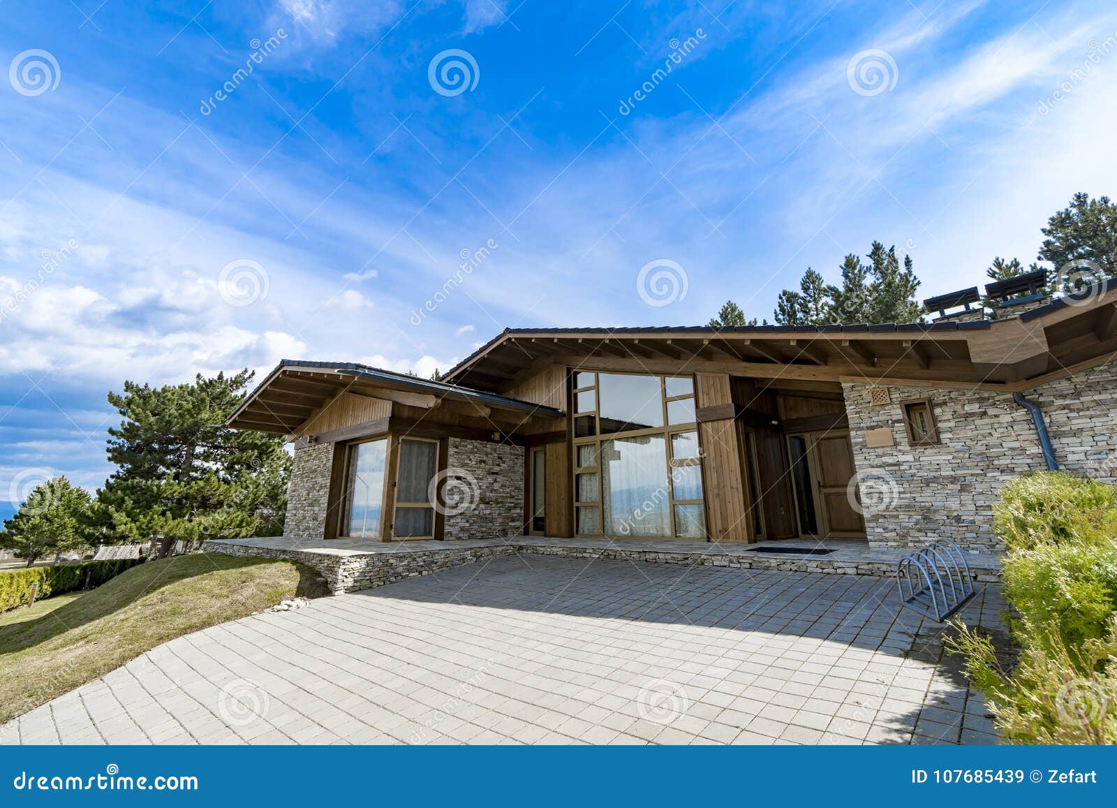 Luxury Brick Home in Suburban Setting Stock Image - Image of modern ...