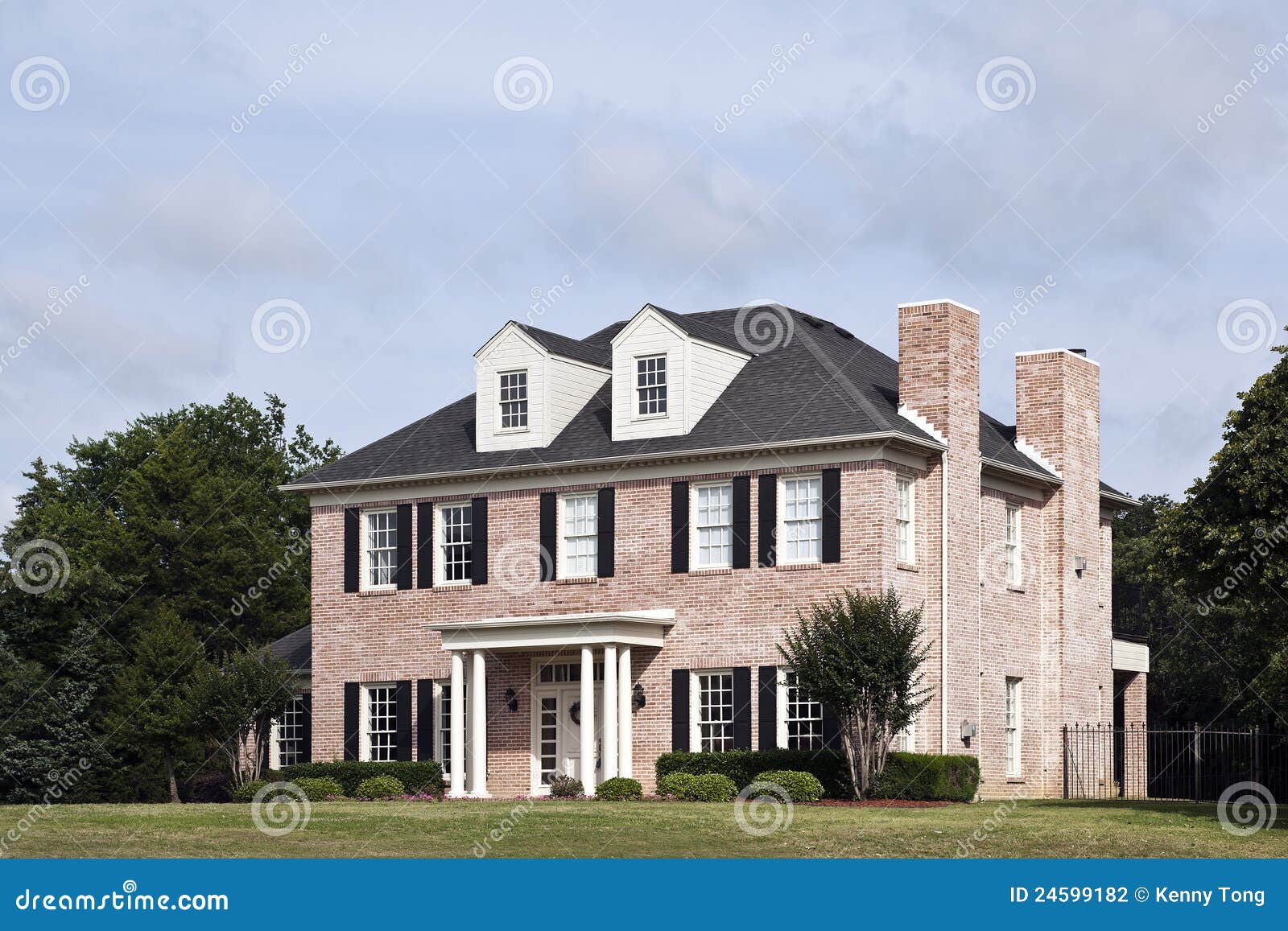 Luxury Brick House stock photo. Image of luxurious, landscaping - 24599182