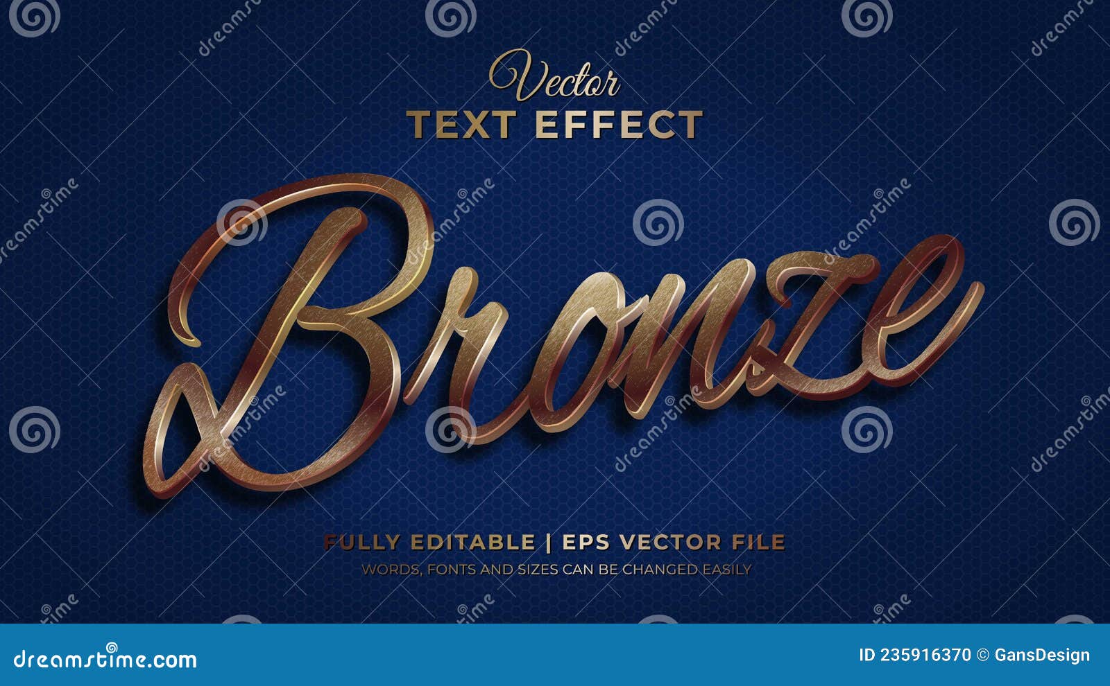 Luxury Bronze Shiny 3d Editable Text Effect Stock Vector - Illustration ...