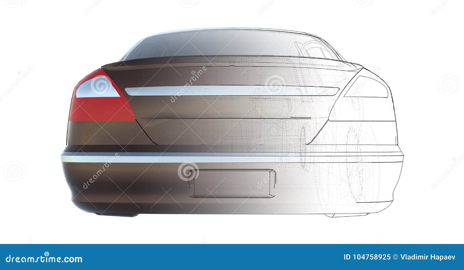 Luxury Brown Sedan Car, Rendering Intersecting with the Technical Basis ...