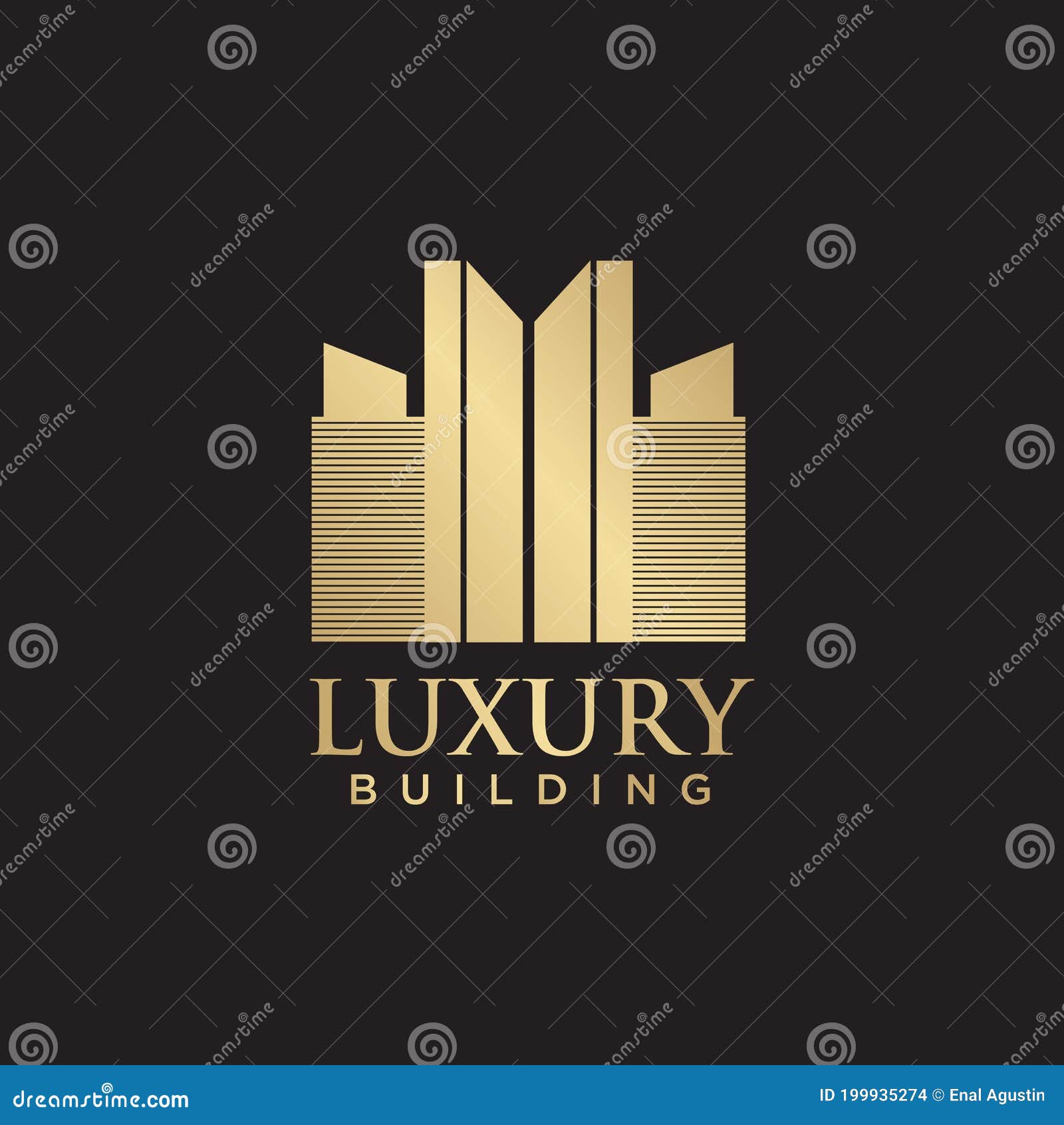 Luxury Building Logo Design with Golden Color Stock Illustration ...