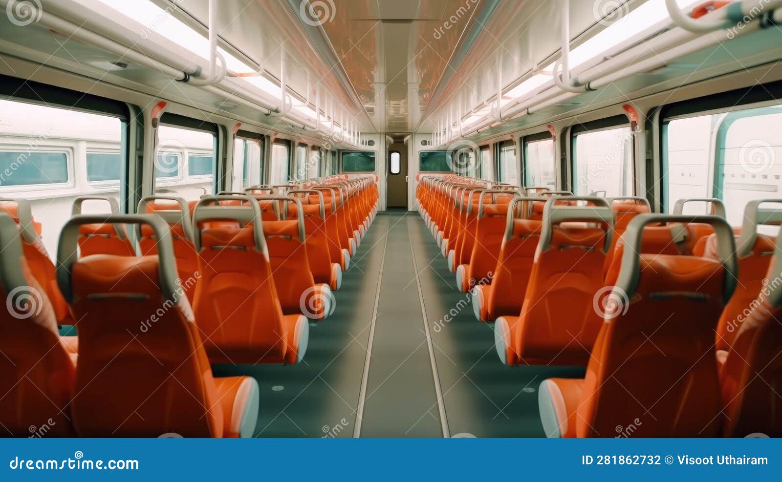 Luxury Bus Interior with Rows of Comfortable Seats Stock Illustration ...