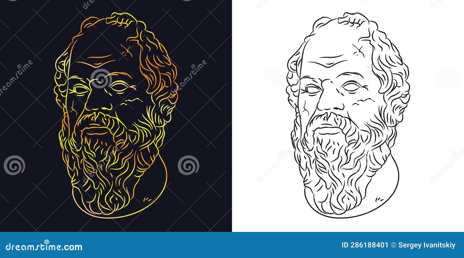 Luxury Bust with a Beard.Ancient Greek Philosopher Stock Vector ...