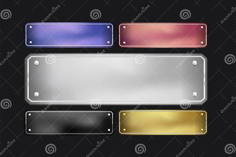 Luxury Buttons Set, Collection of Metallic Button Vector Illustration ...