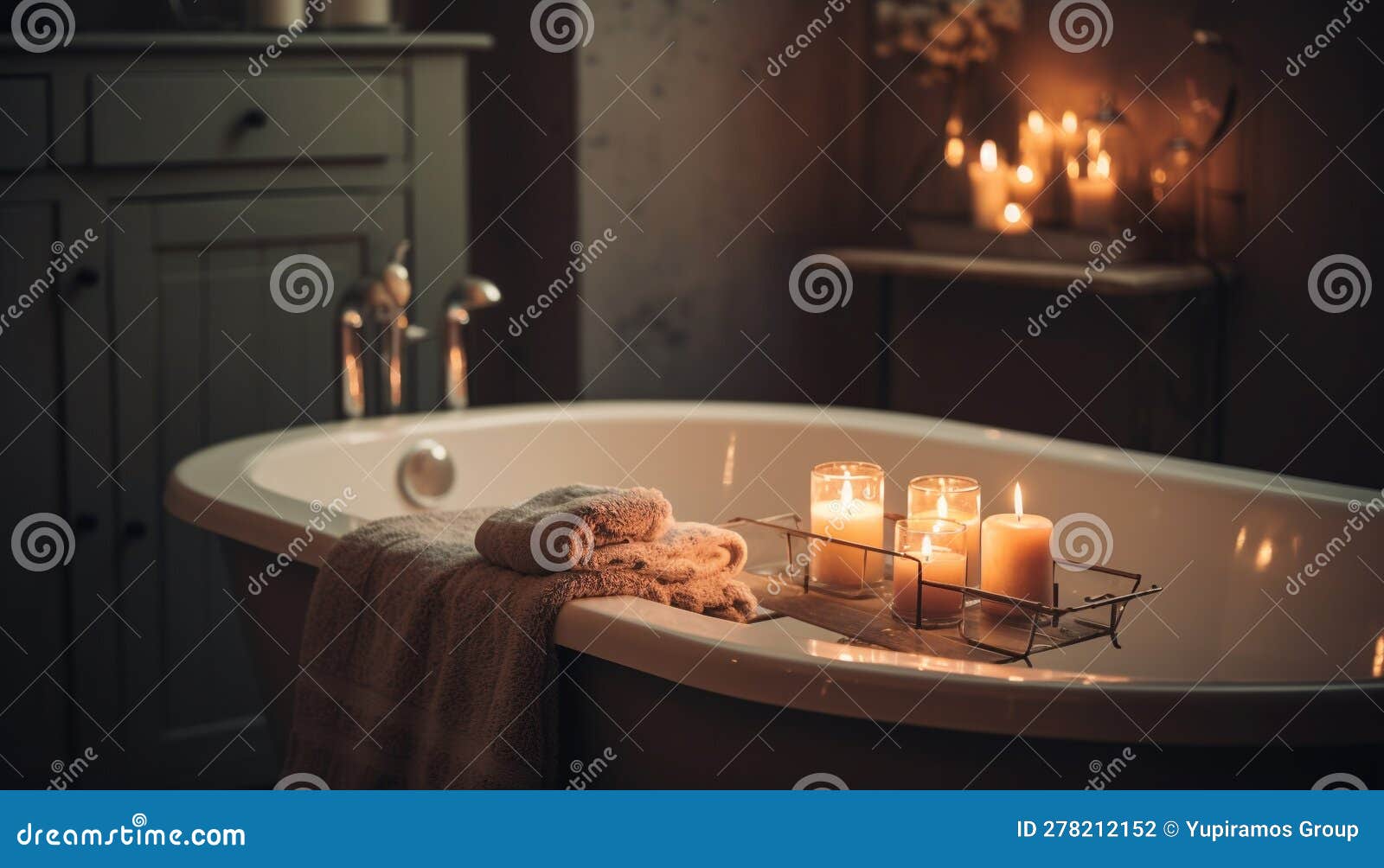 Luxury Candlelit Spa Bath for Ultimate Relaxation Generated by AI Stock ...