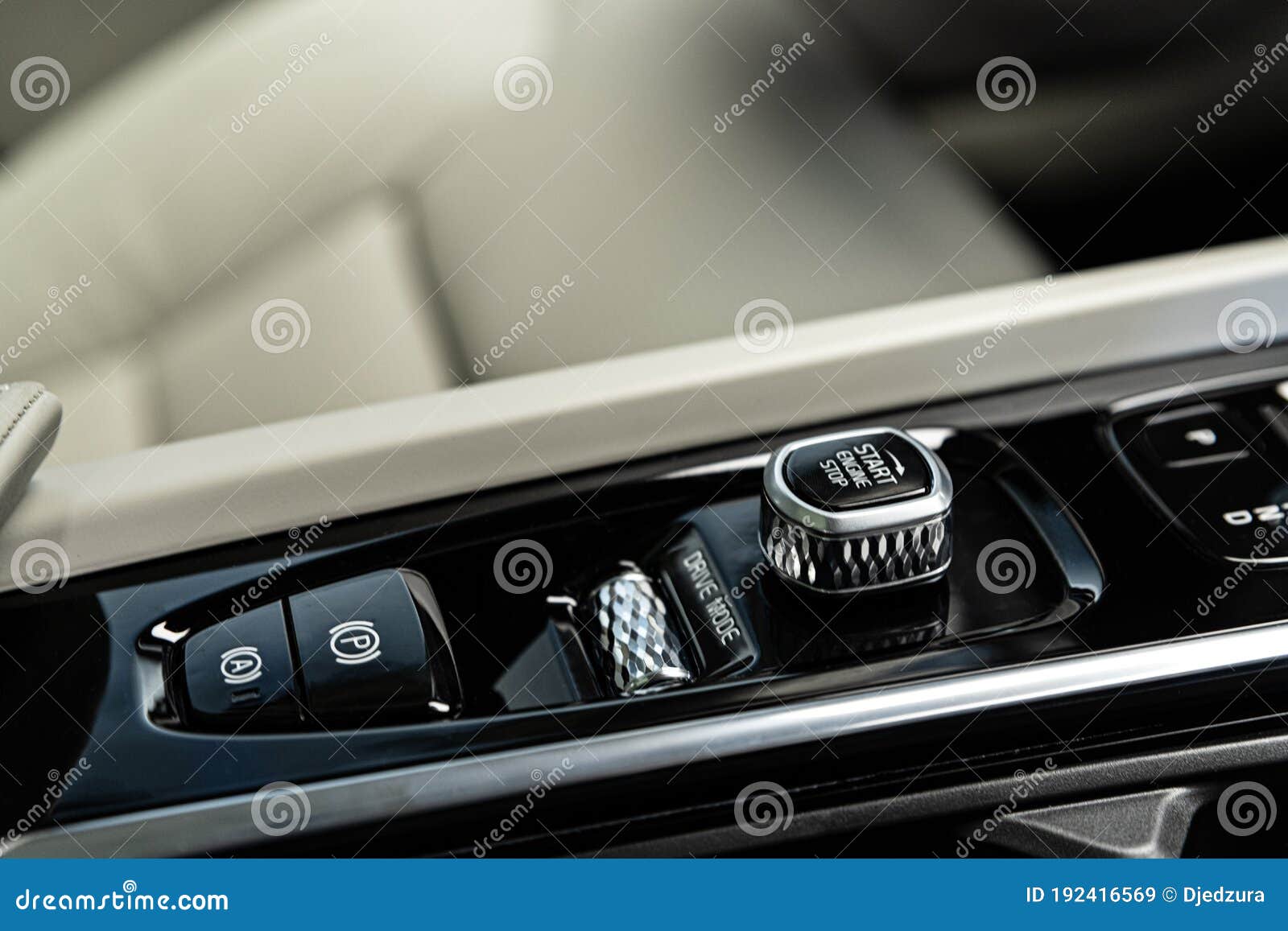 Luxury Car Control Panel with Start Stop Engine Switch. Modern Car ...