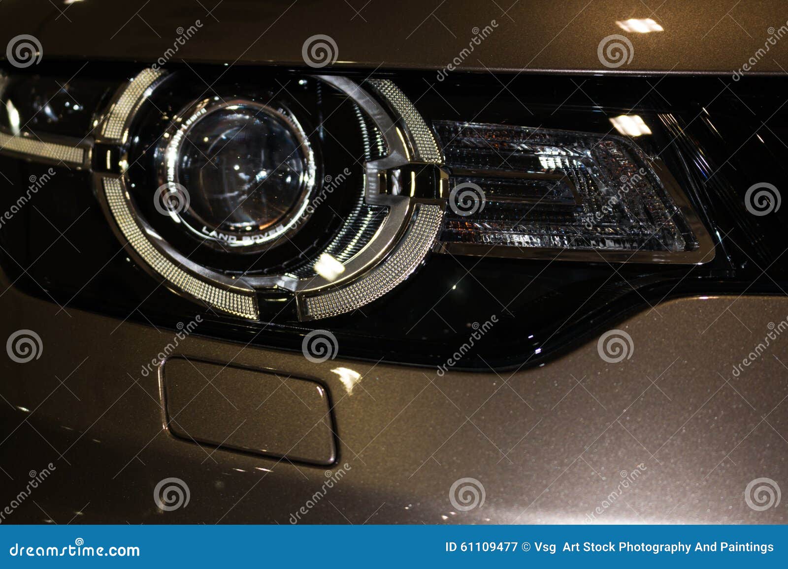 Luxury Car Headlight Detail Close-up Stock Image - Image of model ...