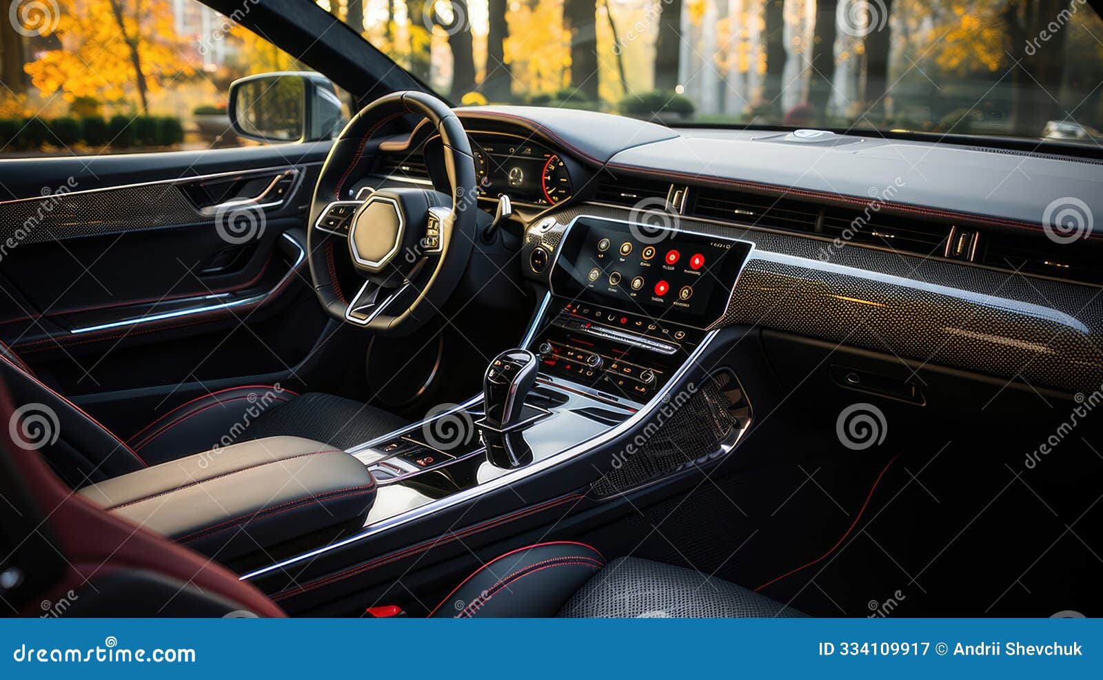 Modern Car Dashboard Detailed View With Air Conditioner Vents ...