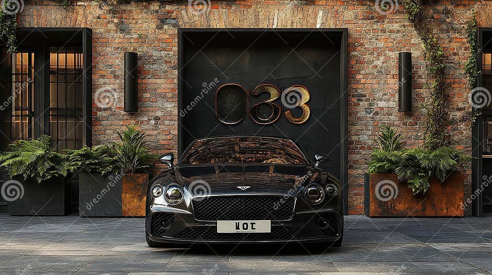 Luxury Car Parked in Front of Modern Building with Black Doors and ...