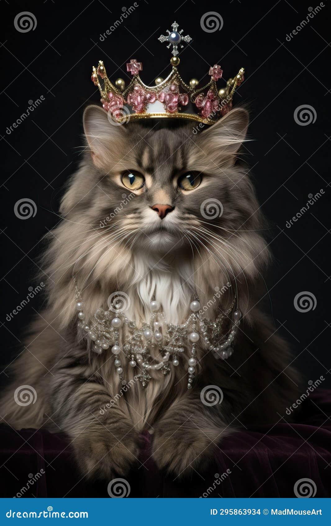 Luxury Cat King with Crown. Generative AI Stock Illustration ...