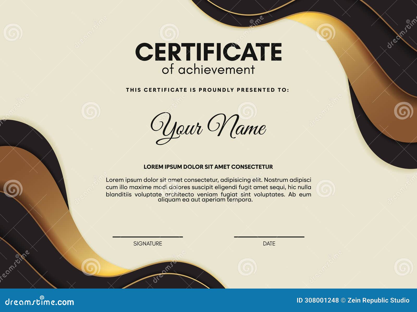 Luxury Certificate of Achievement with Wave Abstract Stock Vector - Illustration of gift, luxury ...