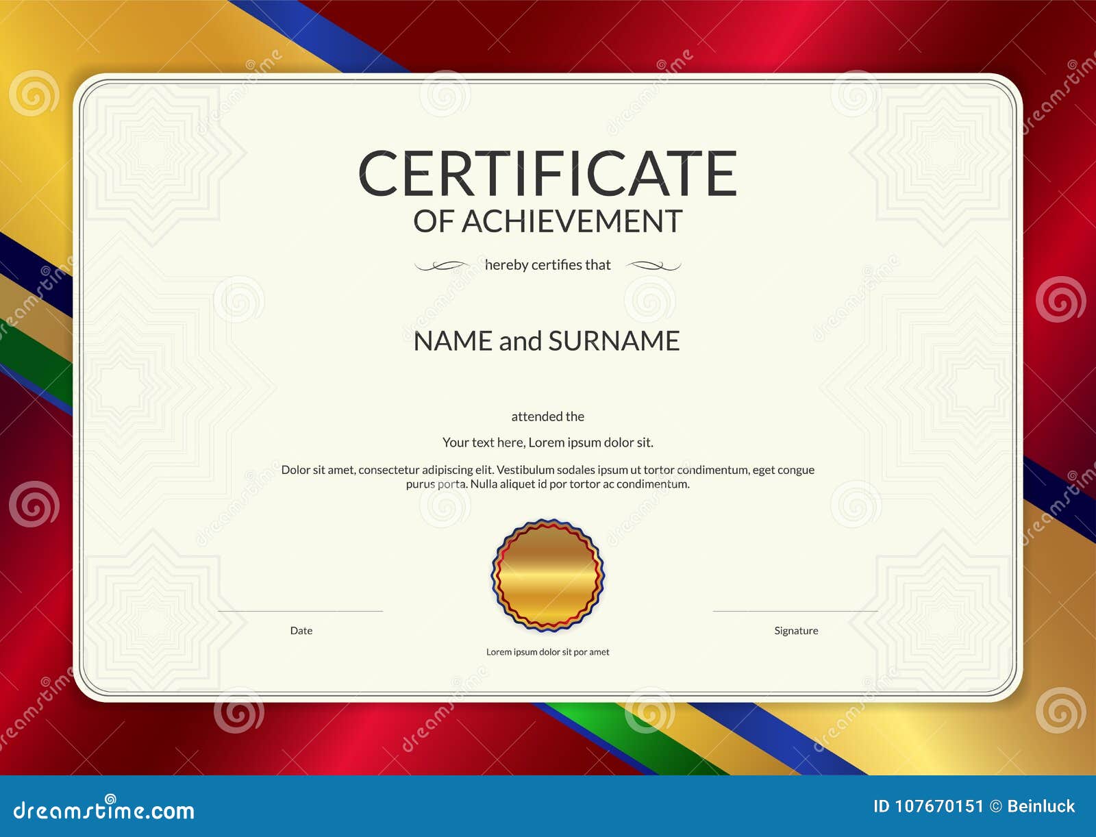 Luxury Certificate Template with Elegant Border Frame, Diploma D Stock Vector - Illustration of ...