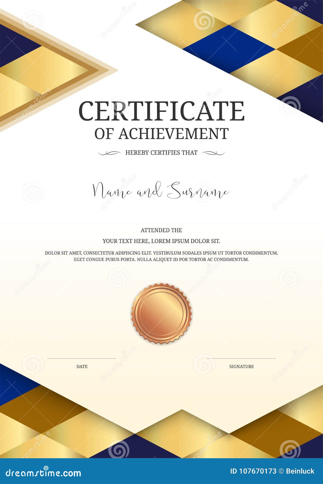 Luxury Certificate Template with Elegant Border Frame, Diploma D Stock Vector - Illustration of ...