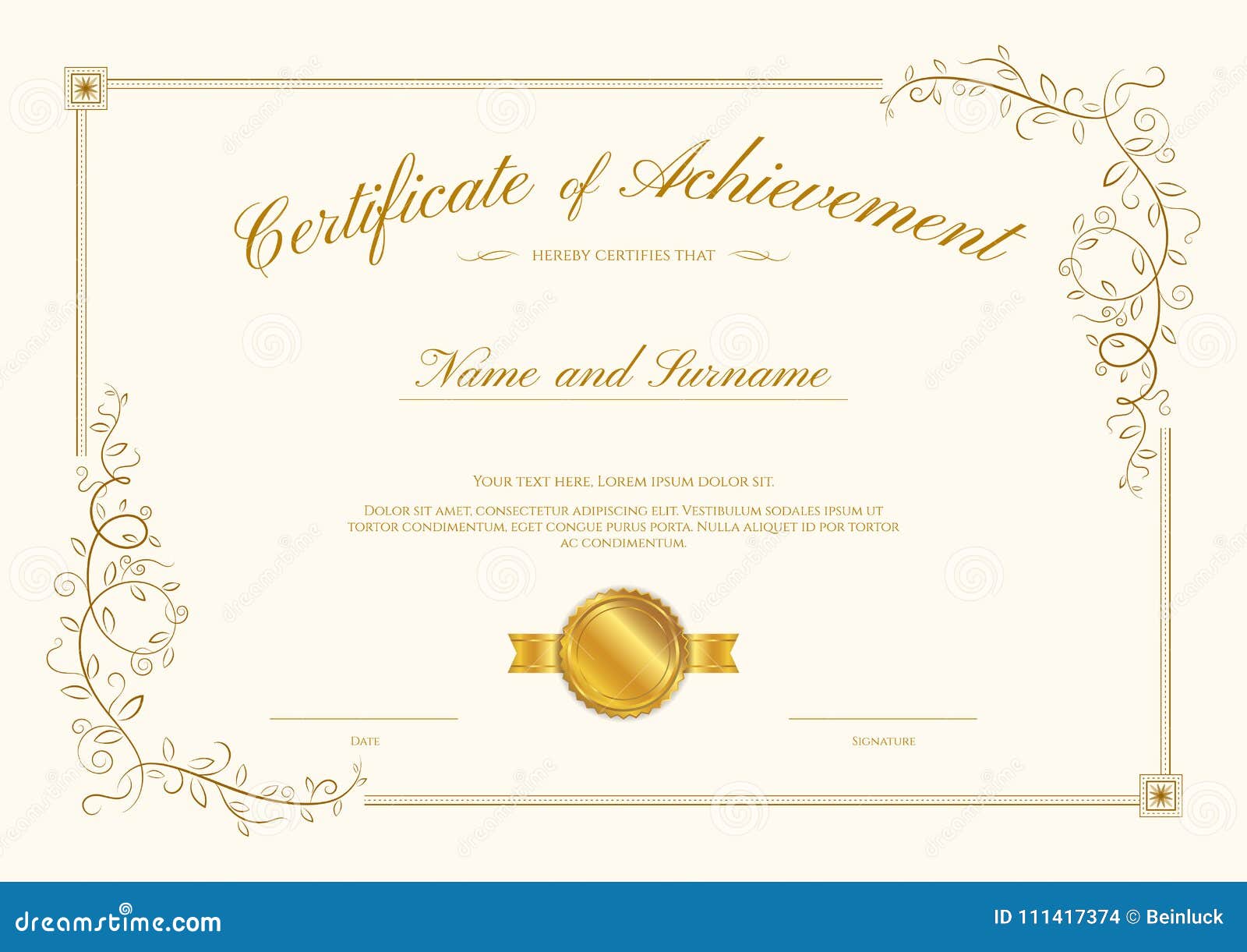 Certificate Frame Design Template Layout Template In A4 Size Vector ...