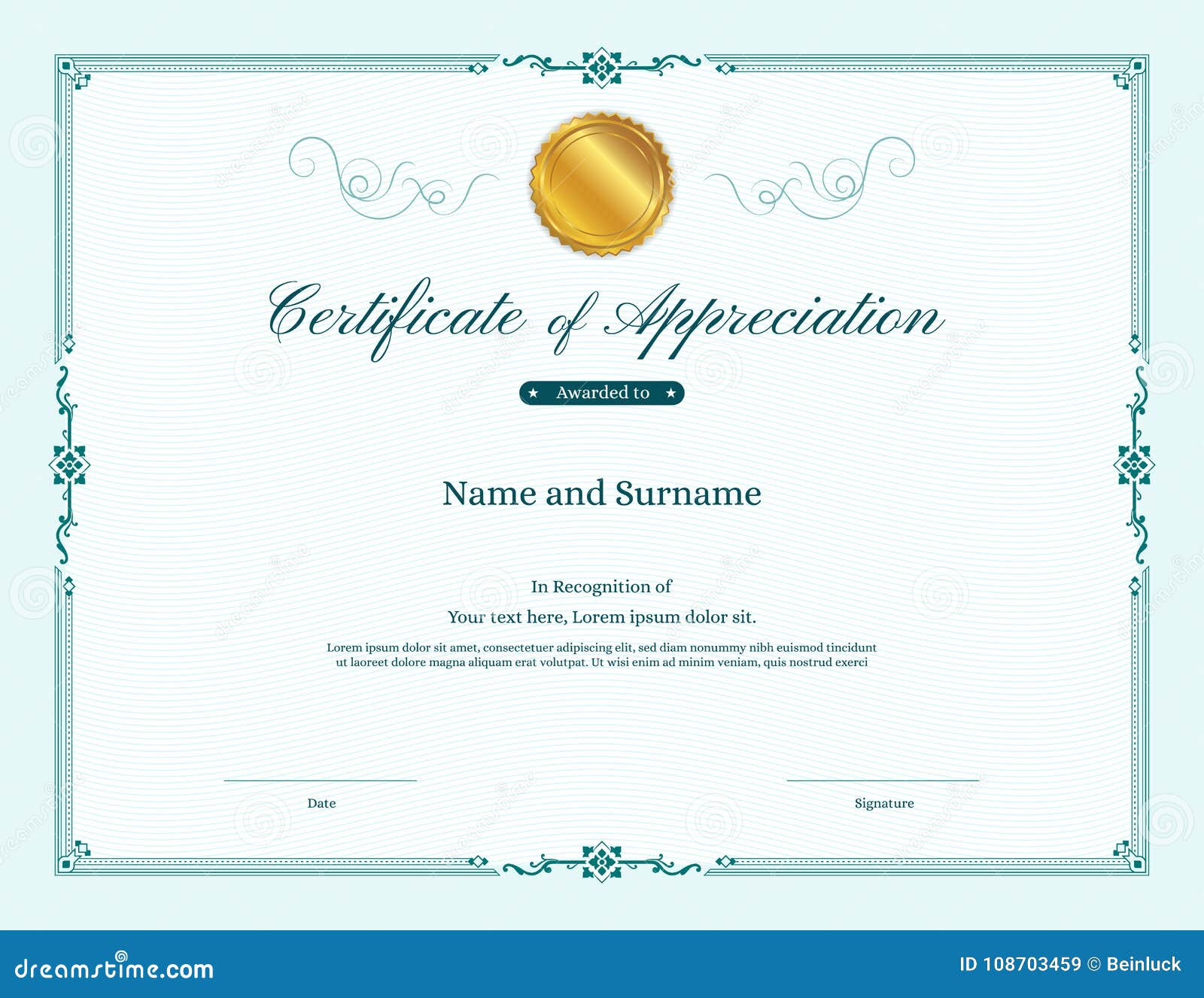 Luxury Certificate Template With Elegant Silver Blue Border Frame ...