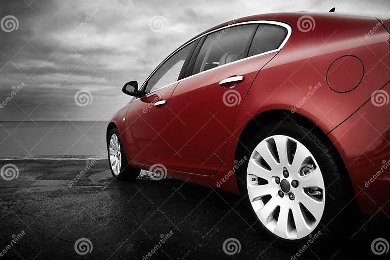 Luxury cherry red car stock image. Image of road, black - 8630819