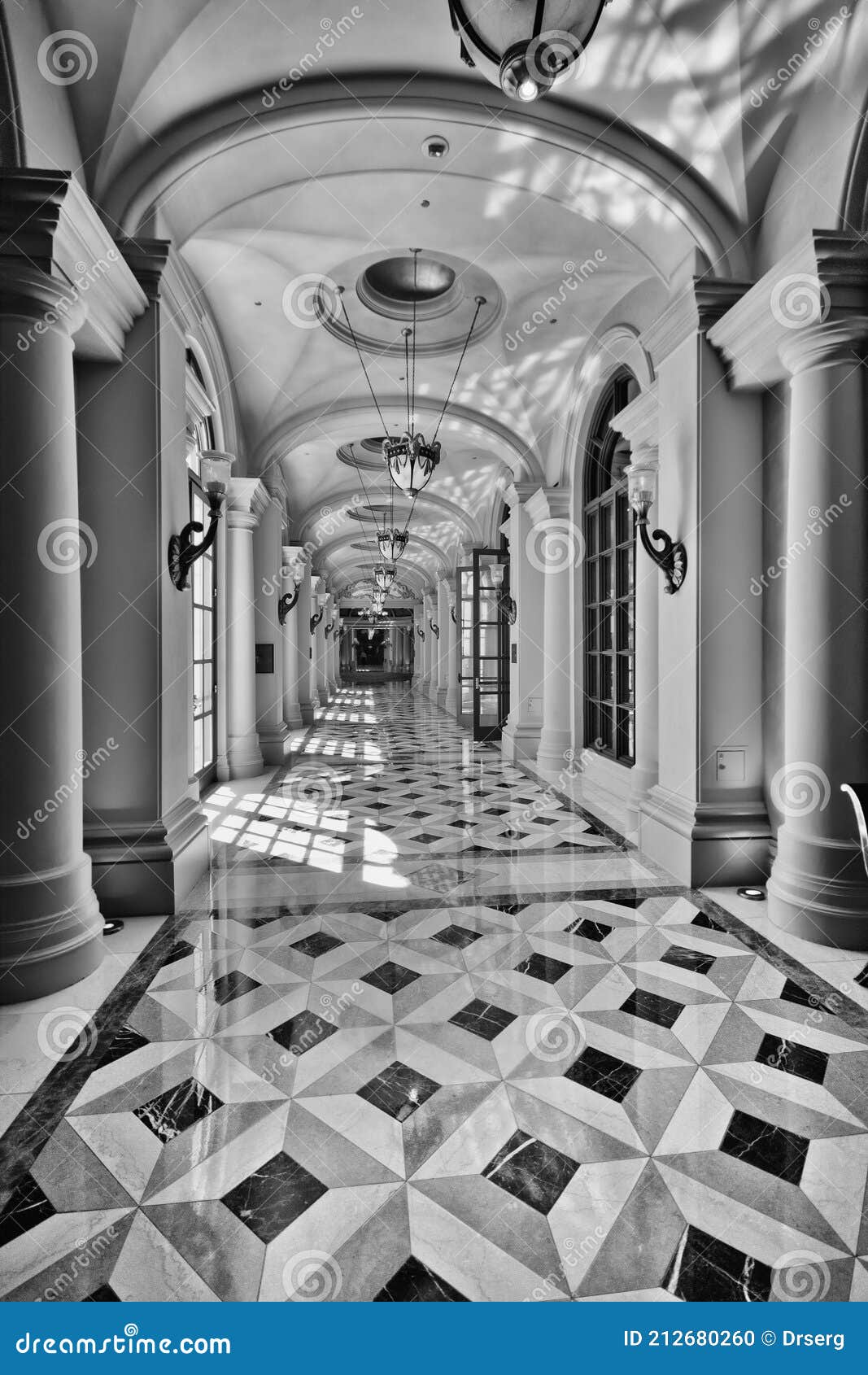 Luxury Classic Colonnade Corridor with Marble Floor Editorial Image ...