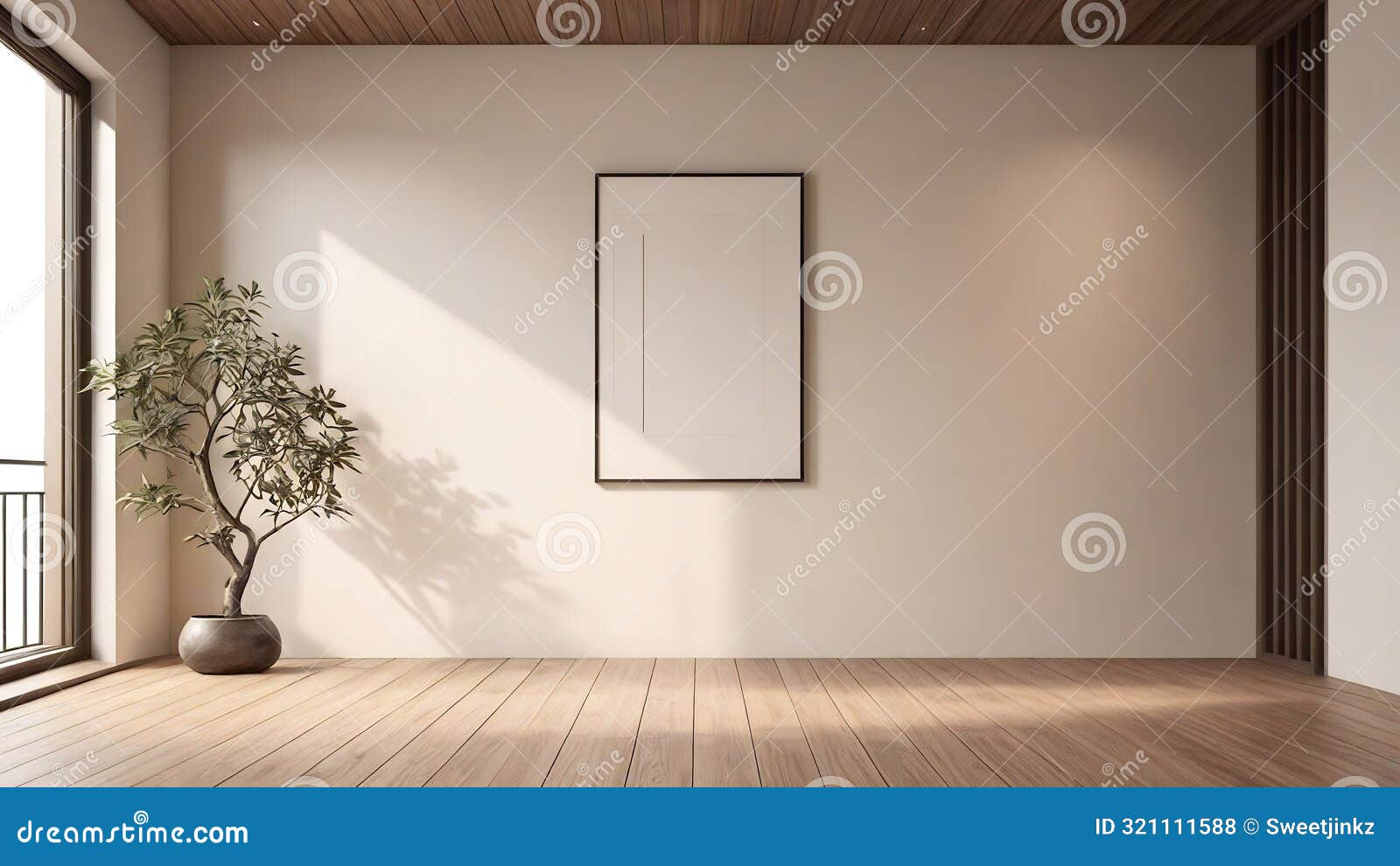 Luxury Concrete Wall,blank Border Frame, Minimal Tree, Neon Light Stock ...