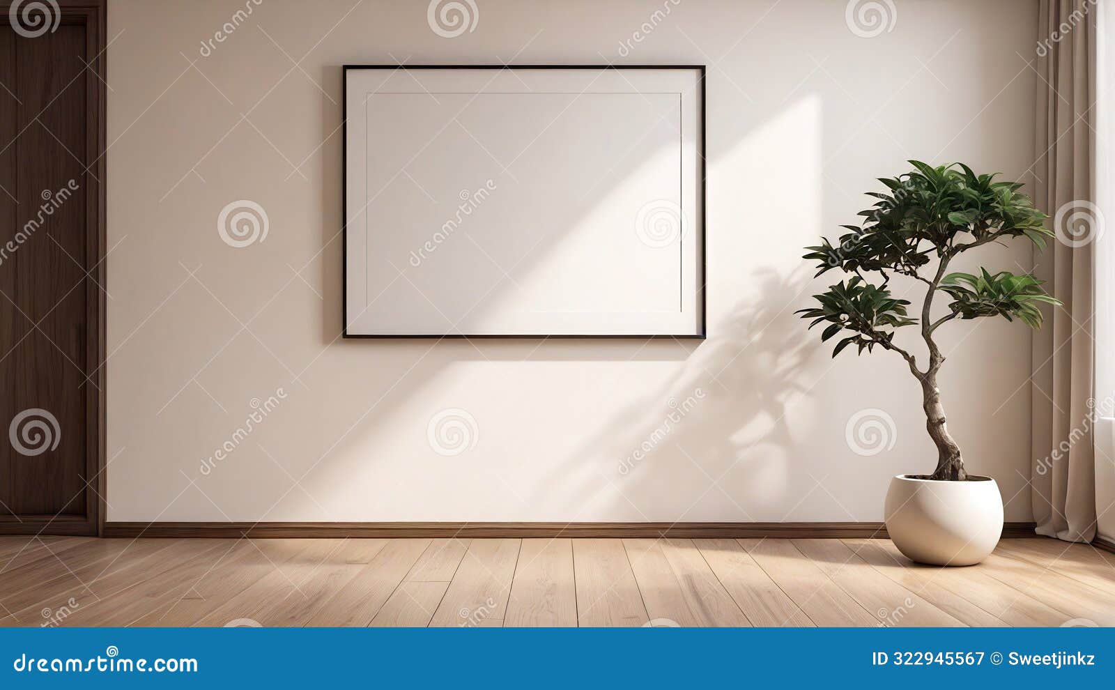 Luxury Concrete Wall,blank Border Frame, Minimal Tree, Neon Light Stock ...