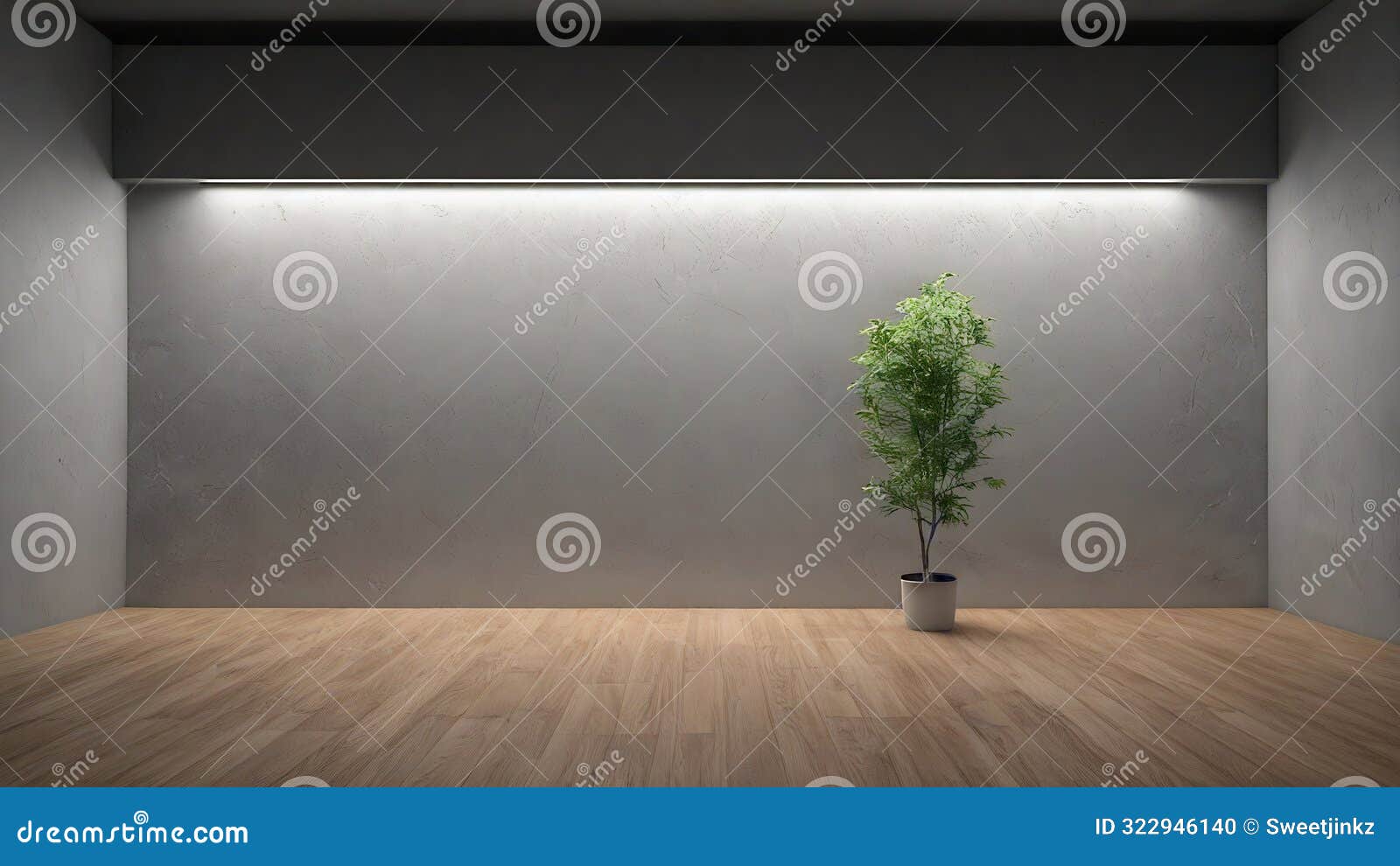 Luxury Concrete Wall,blank Border Frame, Minimal Tree, Neon Light Stock ...