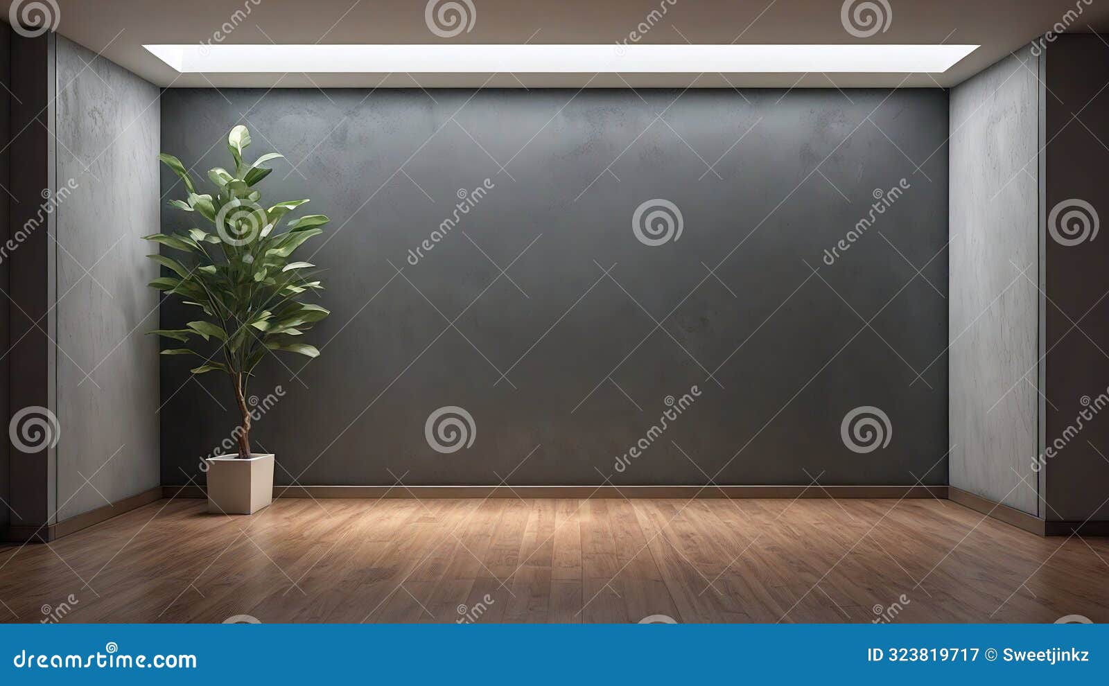 Luxury Concrete Wall,blank Border Frame, Minimal Tree, Neon Light ...