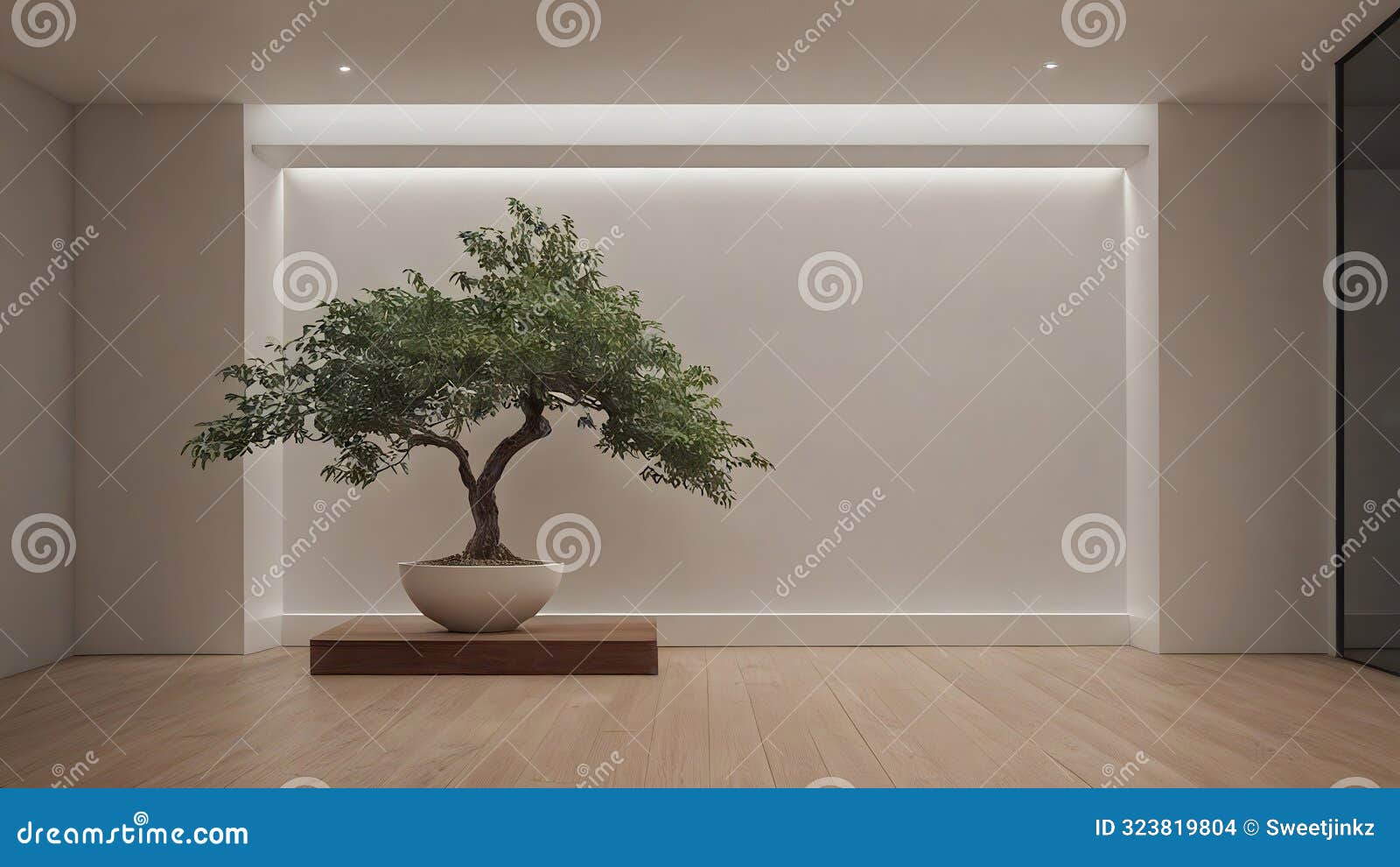 Luxury Concrete Wall,blank Border Frame, Minimal Tree, Neon Light Stock ...