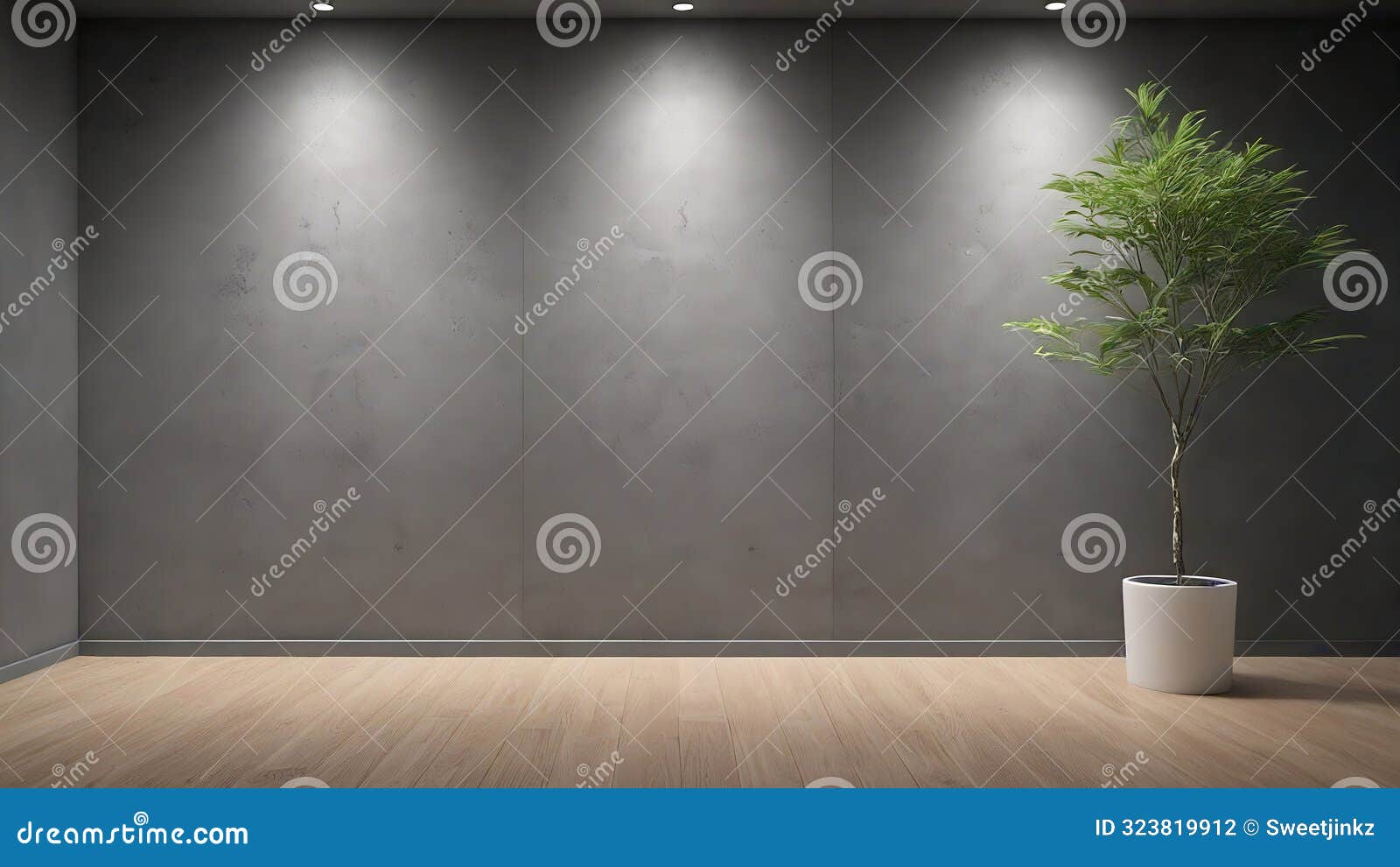 Luxury Concrete Wall,blank Border Frame, Minimal Tree, Neon Light Stock ...