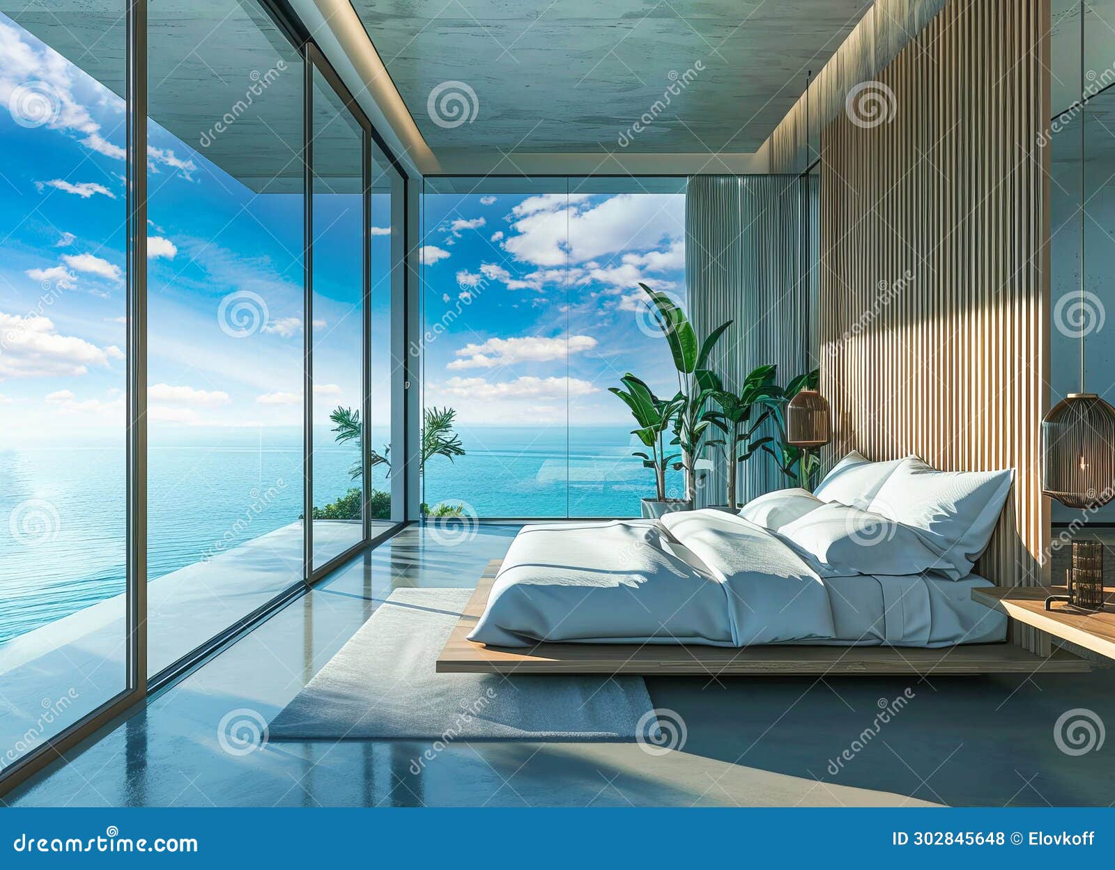 Luxury Condo Facing Scenic Ocean View and a Beach Stock Illustration ...