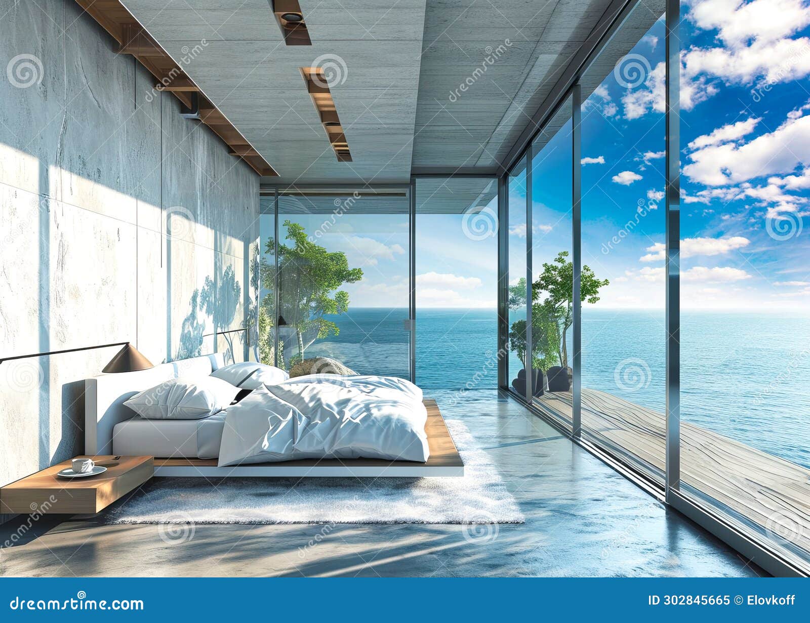 Luxury Condo Facing Scenic Ocean View and a Beach Stock Image - Image ...