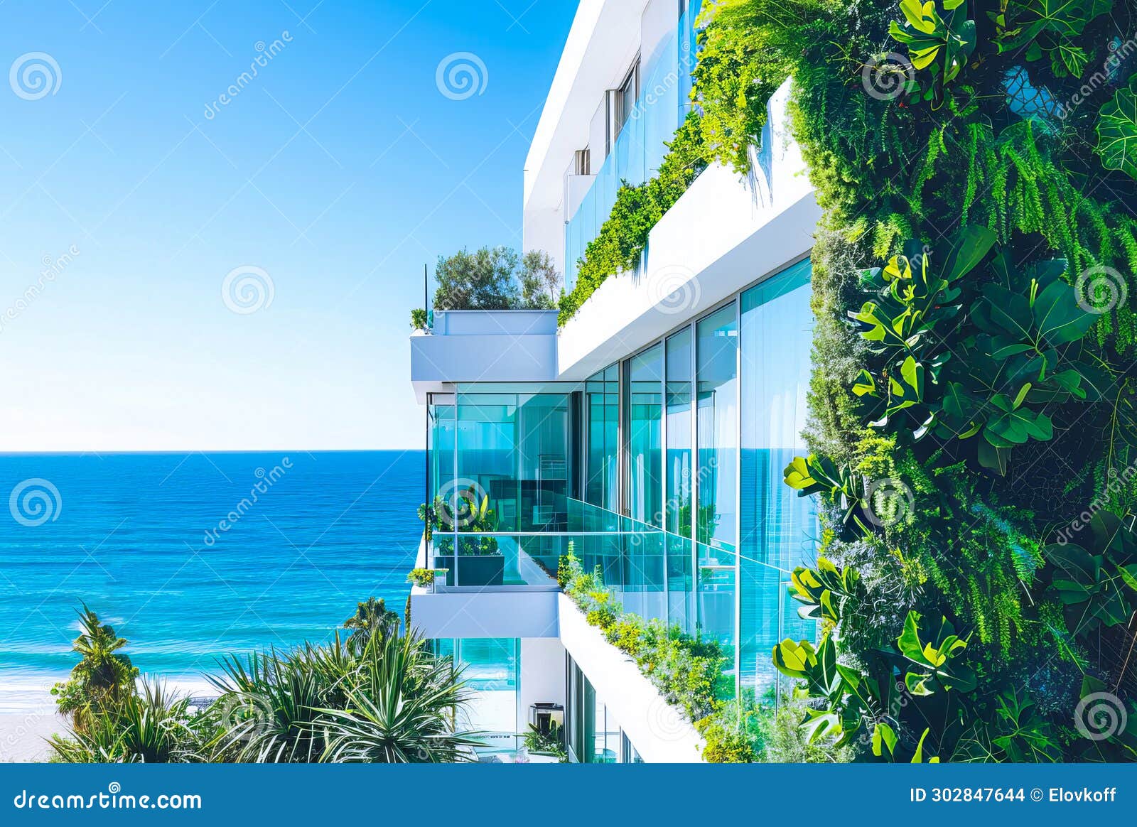 Luxury Condo Facing Scenic Ocean View and a Beach Stock Photo - Image ...