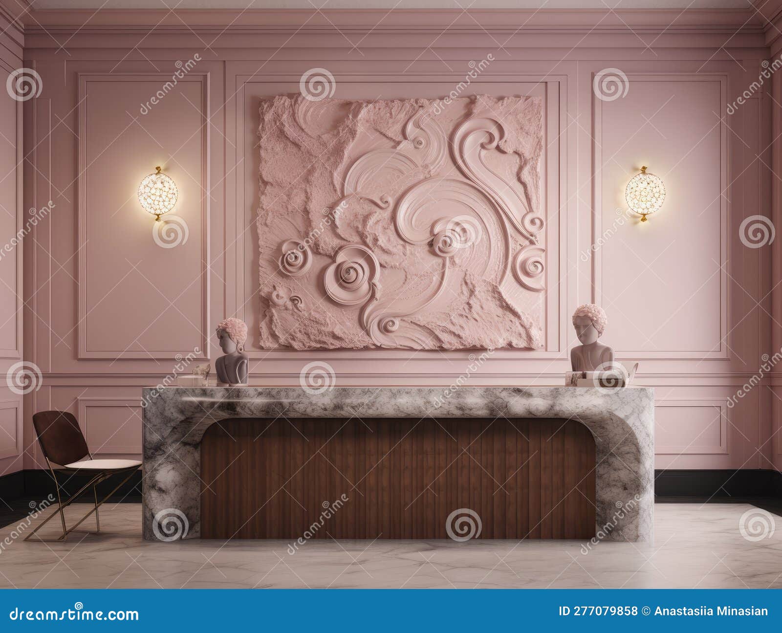 Luxury and Contemporary Lobby Area Interior Design Stock Illustration ...