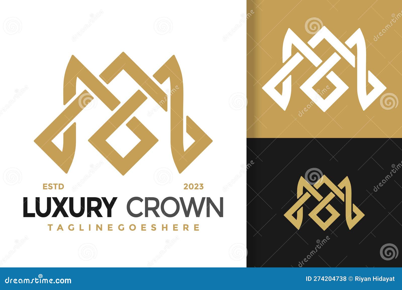Luxury Crown Minimal Logo Vector Icon Illustration Stock Vector ...