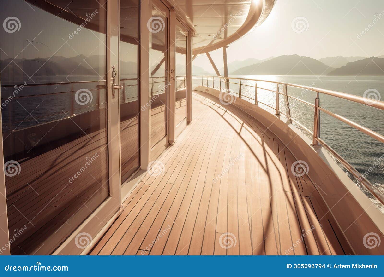 Luxury Cruise Ship Deck with View on the Sea and Sky. Stock Photo ...