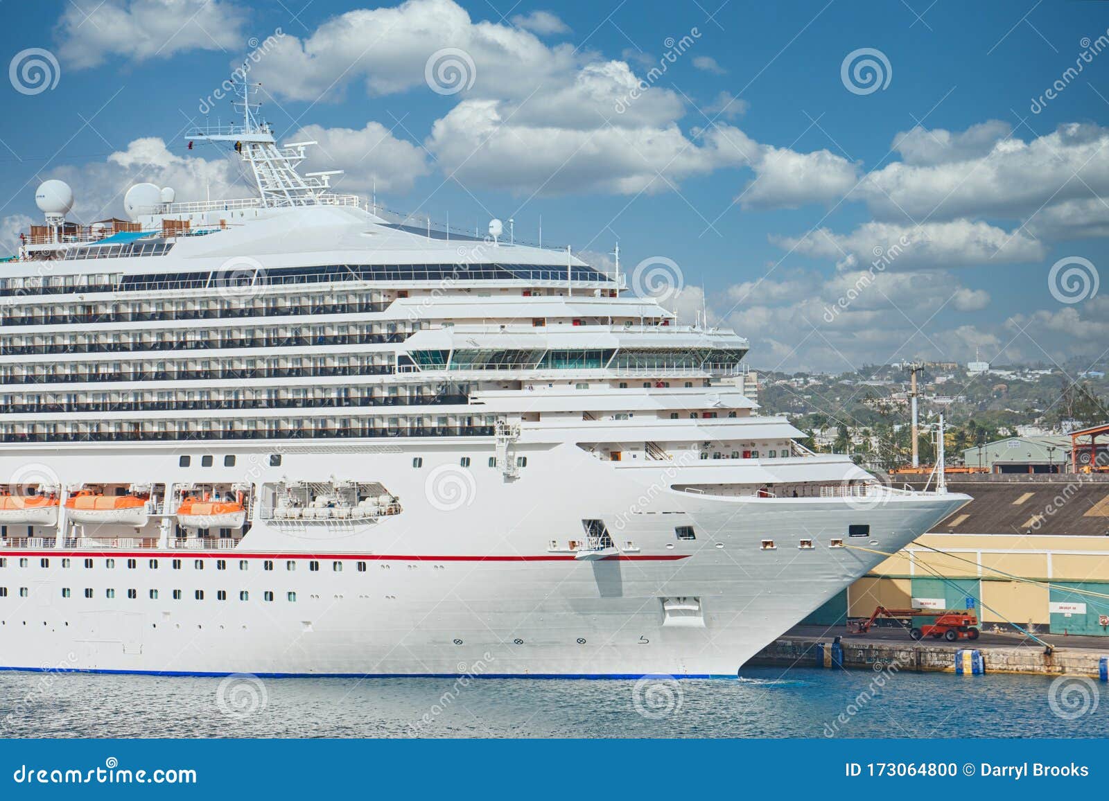 Luxury Cruise Ship at Dock Under Nice Skies Stock Photo - Image of ...