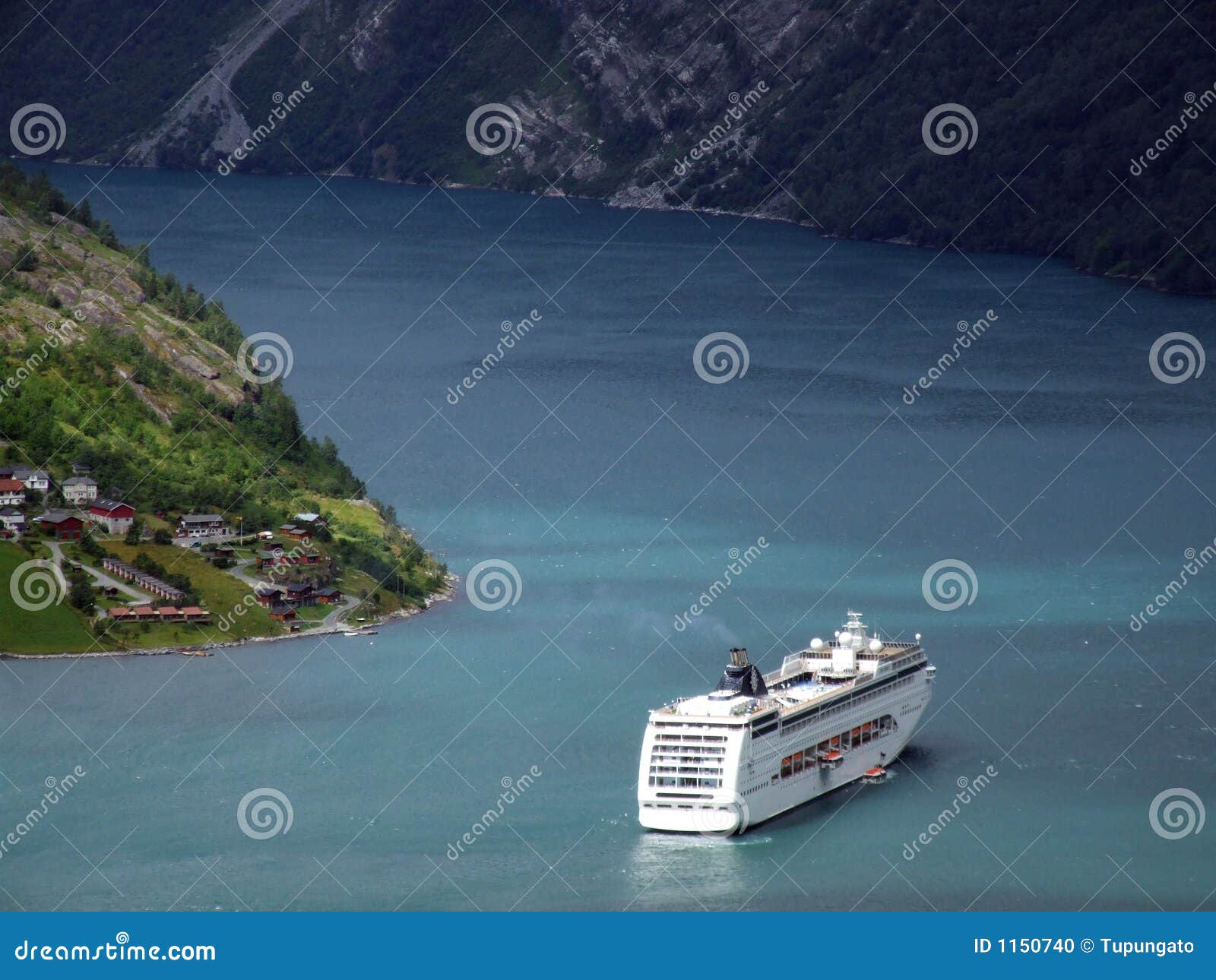 Luxury Cruise Ship in a Fjord Stock Photo - Image of sailing, aerial ...