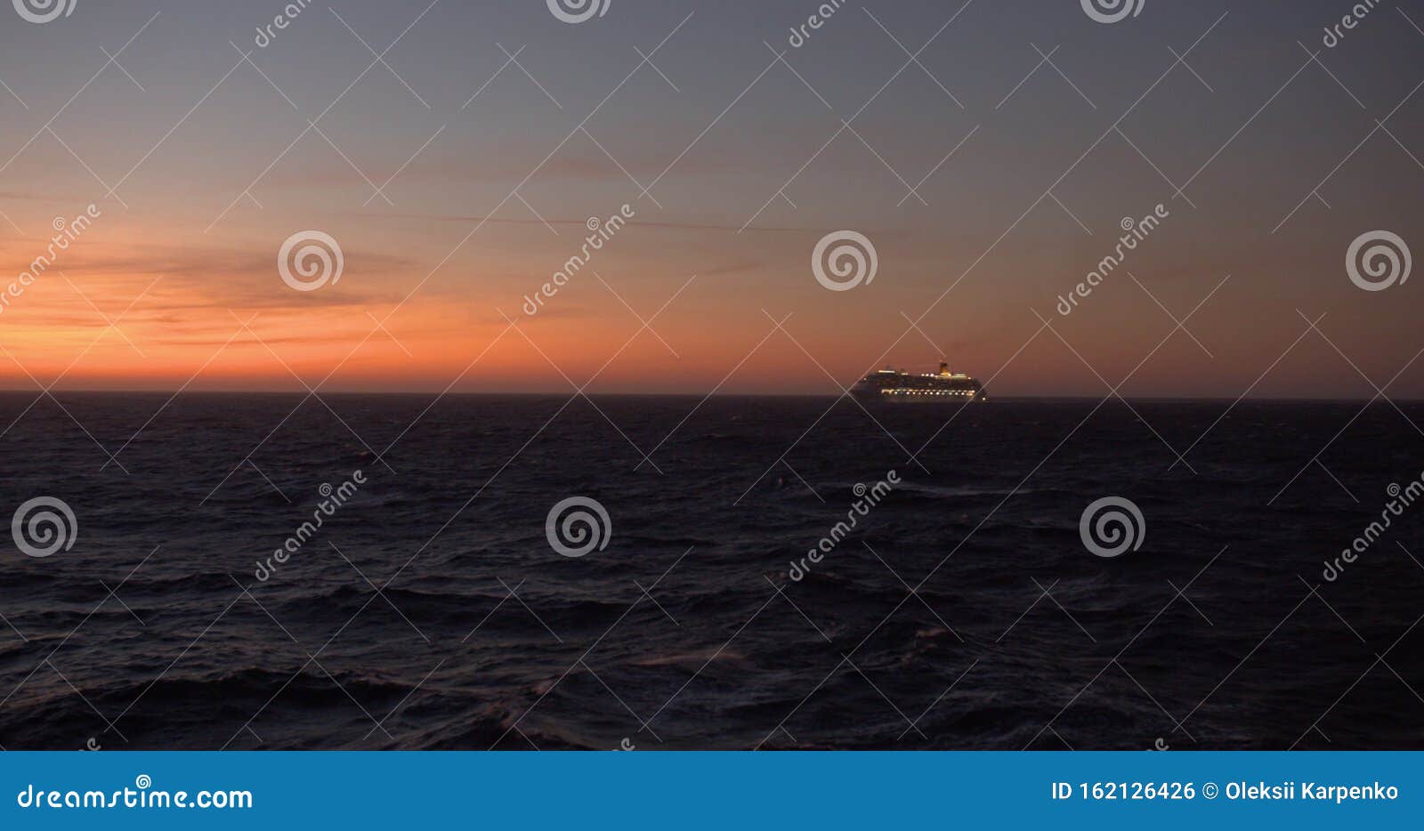 Luxury Cruise Ship on the Pink Sunset Light. Stock Footage - Video of ...
