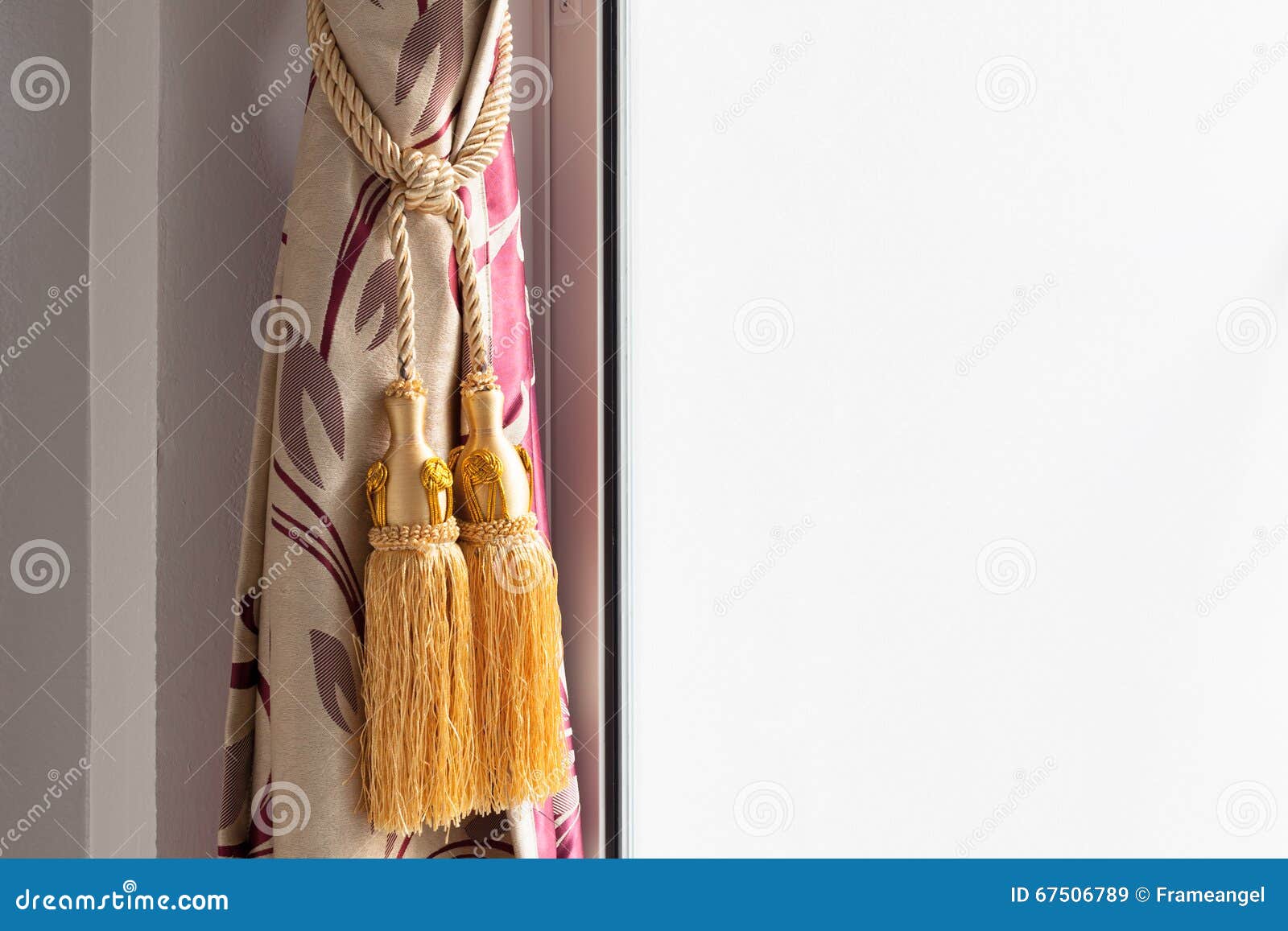 Luxury Curtain and Tassel in Room Stock Image - Image of golden ...