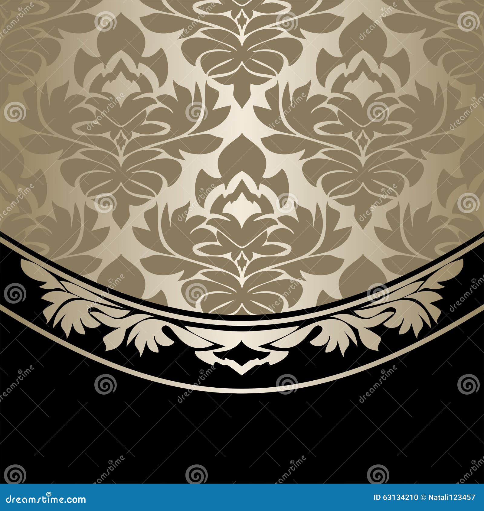 Luxury Damask Background Decorated the Ornate Border Stock Vector ...
