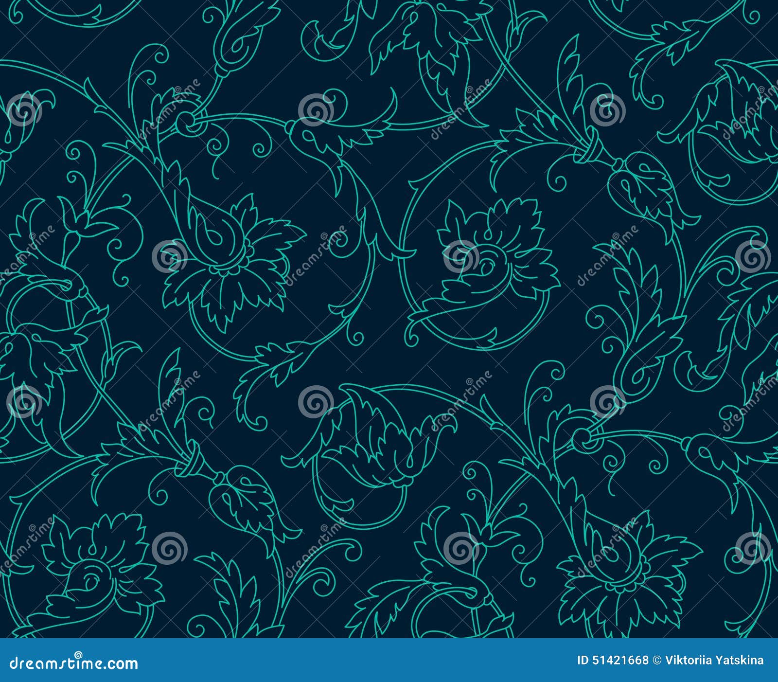 Luxury Damask Seamless Pattern. Blue Color Stock Vector - Illustration ...